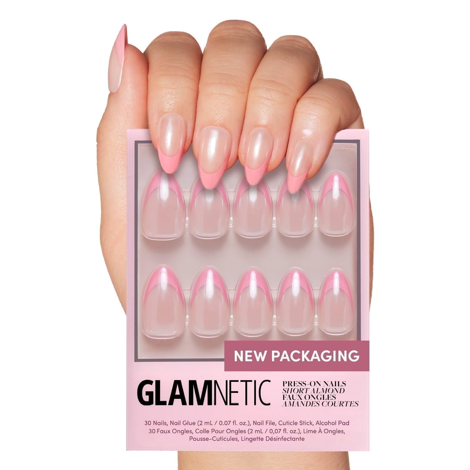 Glamnetic Press-On Nails – Bubble Gum Glaze | Pink French Tip Nails ...