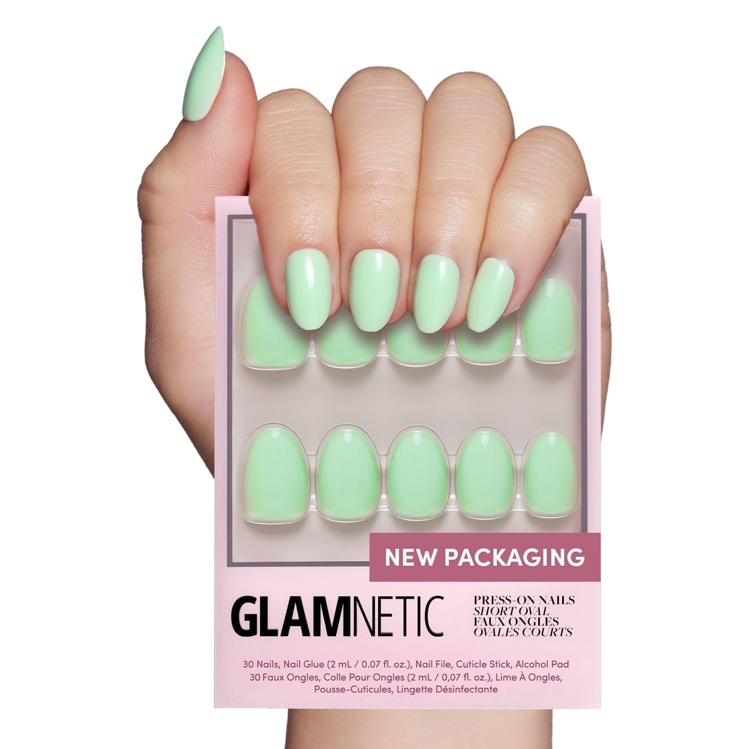 Glamnetic Press-On Nails – Mint Green | Pastel Green Short Oval Nails ...