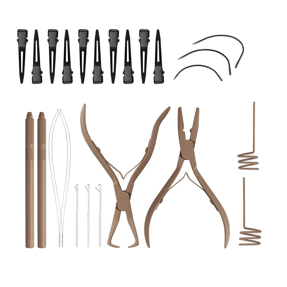GlamorDove Hair Extension Tool Kit Stainless Steel Hair Extension ...