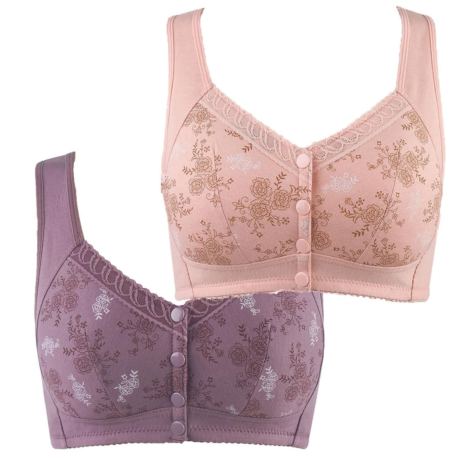 Glamorette Snap Front Bra Older Women,Cotton Front Closure Bra ...