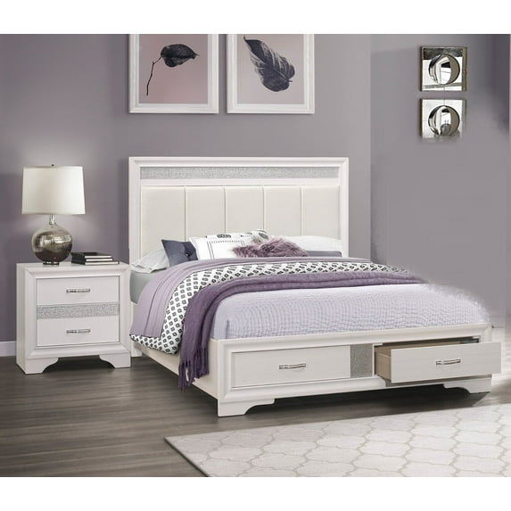 Glamorous Bedroom Set 3pc California King Platform Bed 2x Nightstands ...