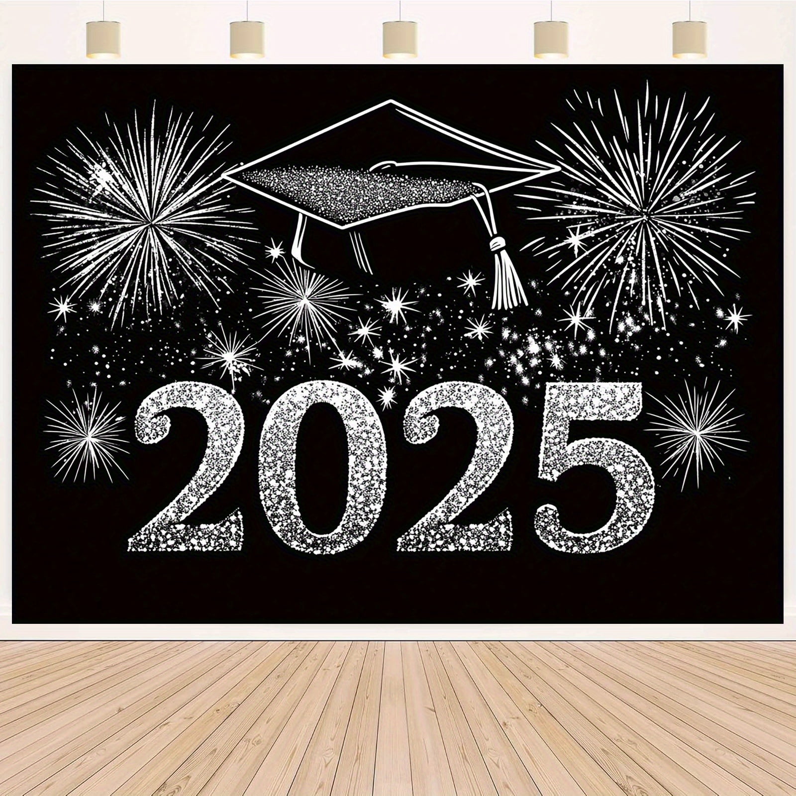 Glamorous Black & Silvery 2025 Prom Backdrop - Perfect for Graduation ...