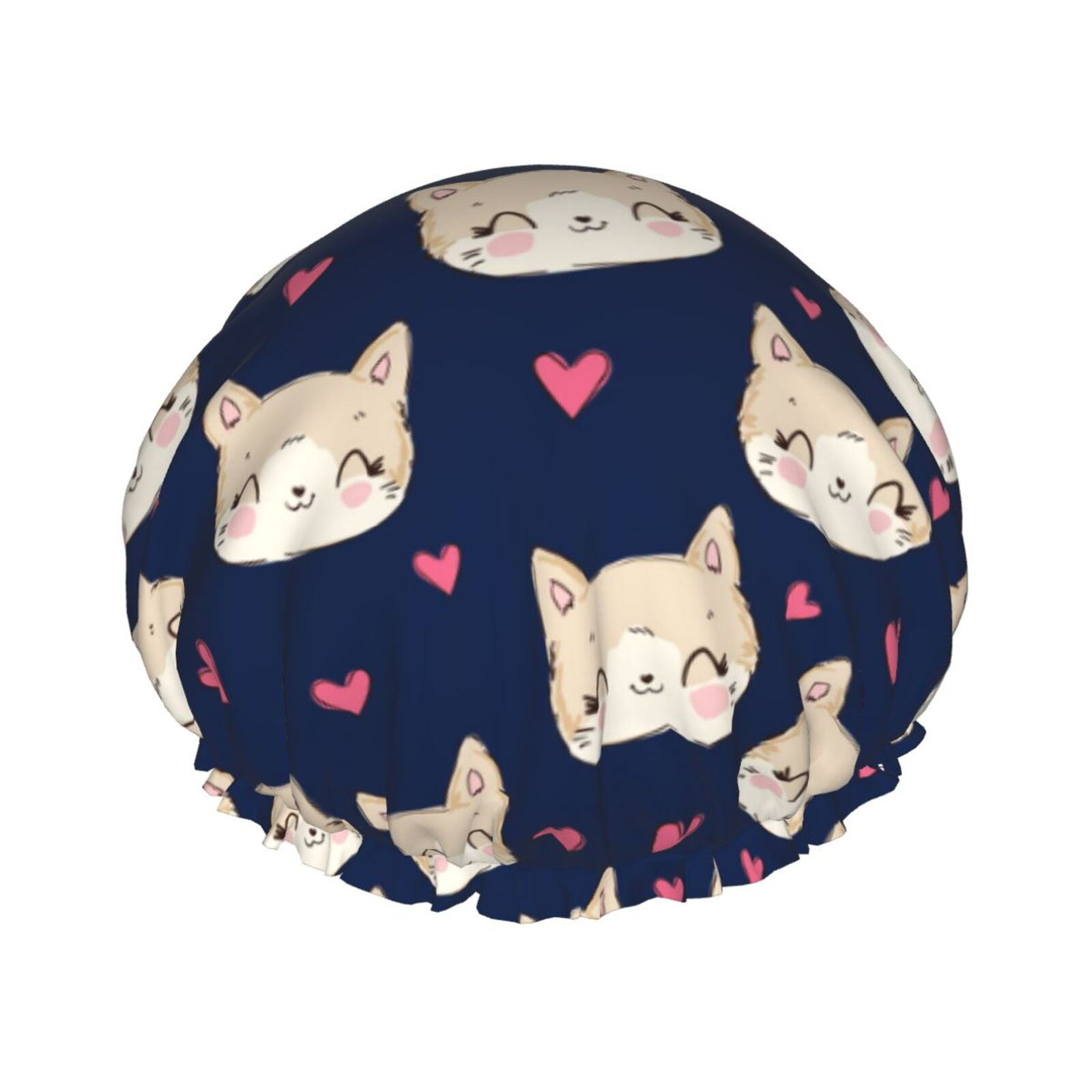 Glamorous Cartoon Cat Heart Shower Cap, Reusable Bath Hair Hat for all ...