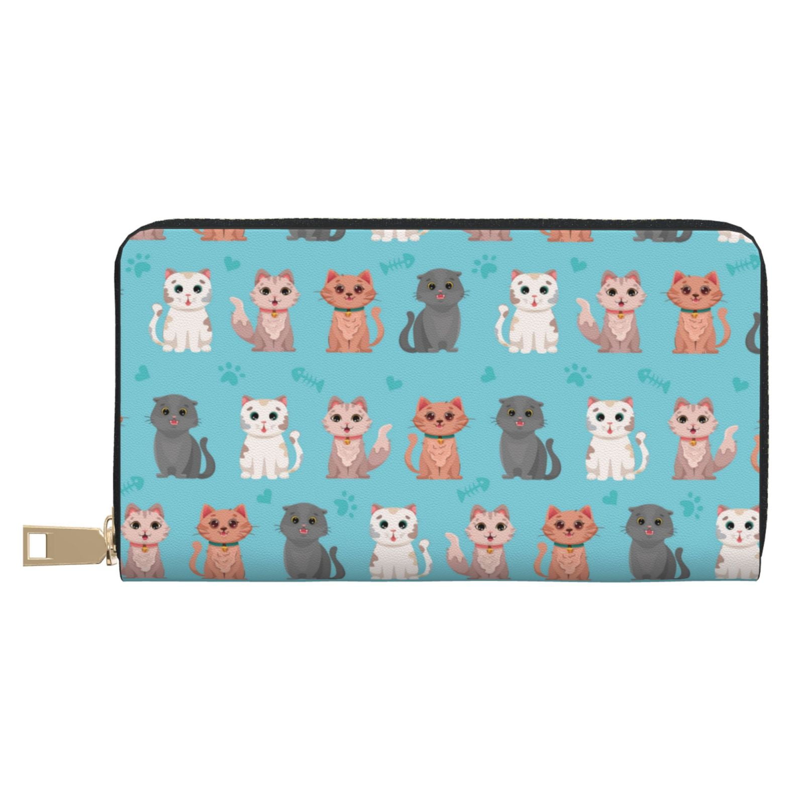 Glamorous Cute Cartoon Cat Wallet Women, Leather Bifold Multi Card ...