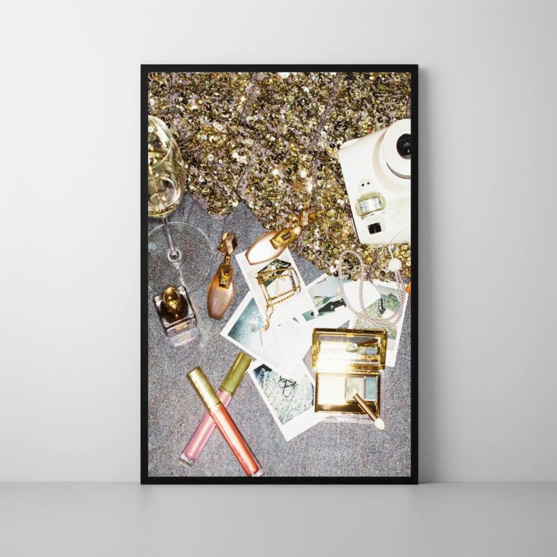 Glamorous Fashion Flat Lay Poster Luxury Beauty Decor Poster, Stretched ...