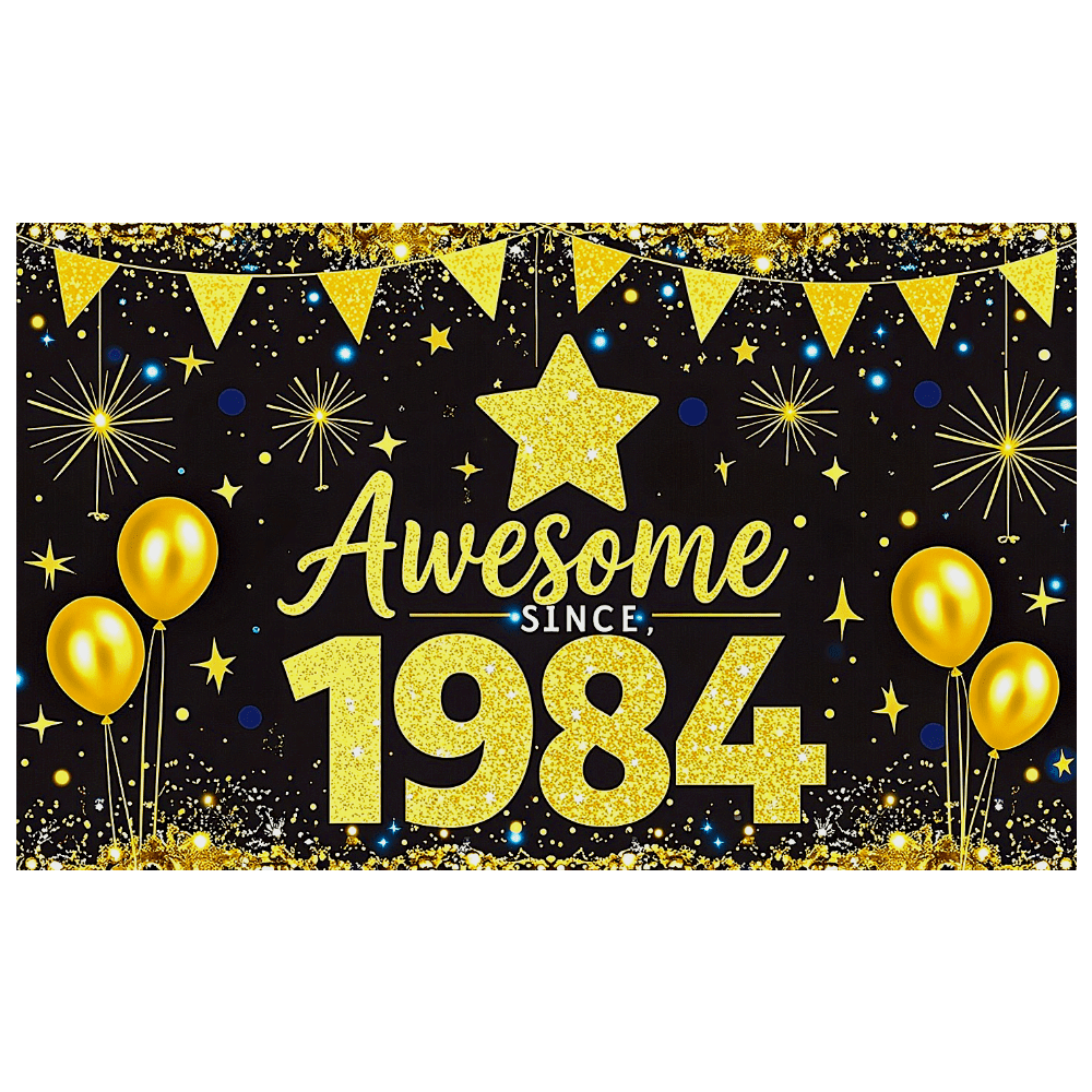 Glamorous Glittery Gold Awesome Since 1984 Banner Backdrop Party ...