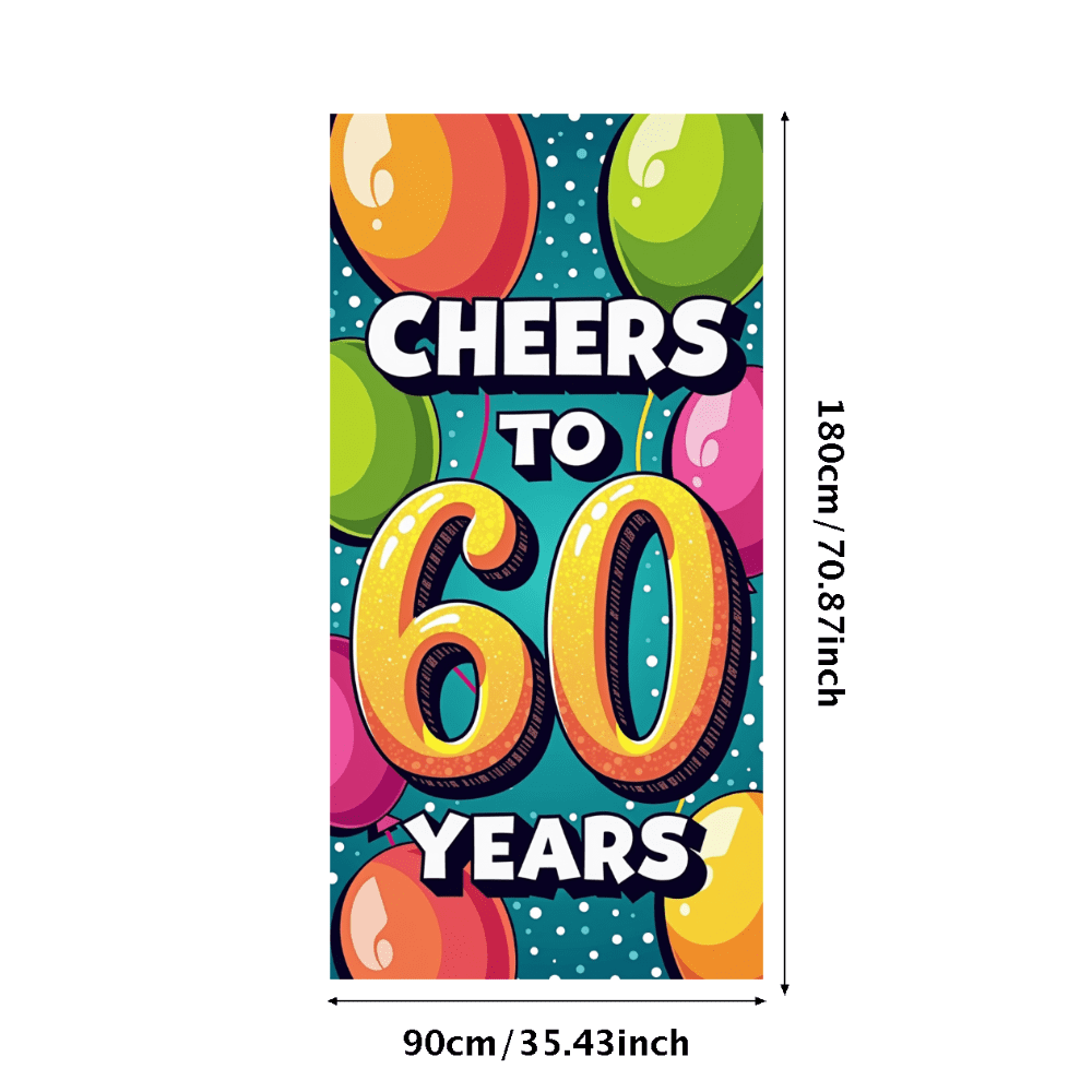 Glamorous Gold 60 Years Backdrop Banner, Cheerful Party Decor ...