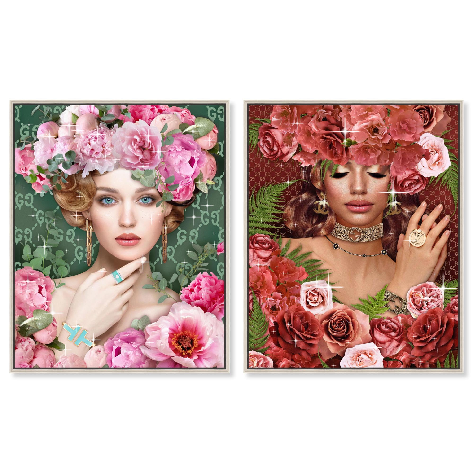 Glamorous Gold Luxe Set Canvas Maximalist Decor by Art Remedy, Silver ...