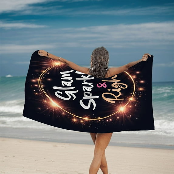 Glamorous Golden Circular Pattern Beach Towel - Sparkling Stars Design ...