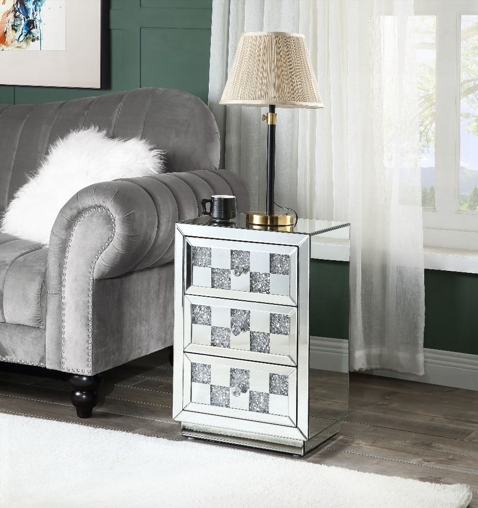 Glamorous Mirrored and Faux Diamonds Accent Table Crafted from ...