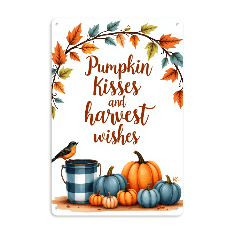 Glamorous Pumpkin Kiss and Harvest Blessing Metal Tin Signs - Perfect ...