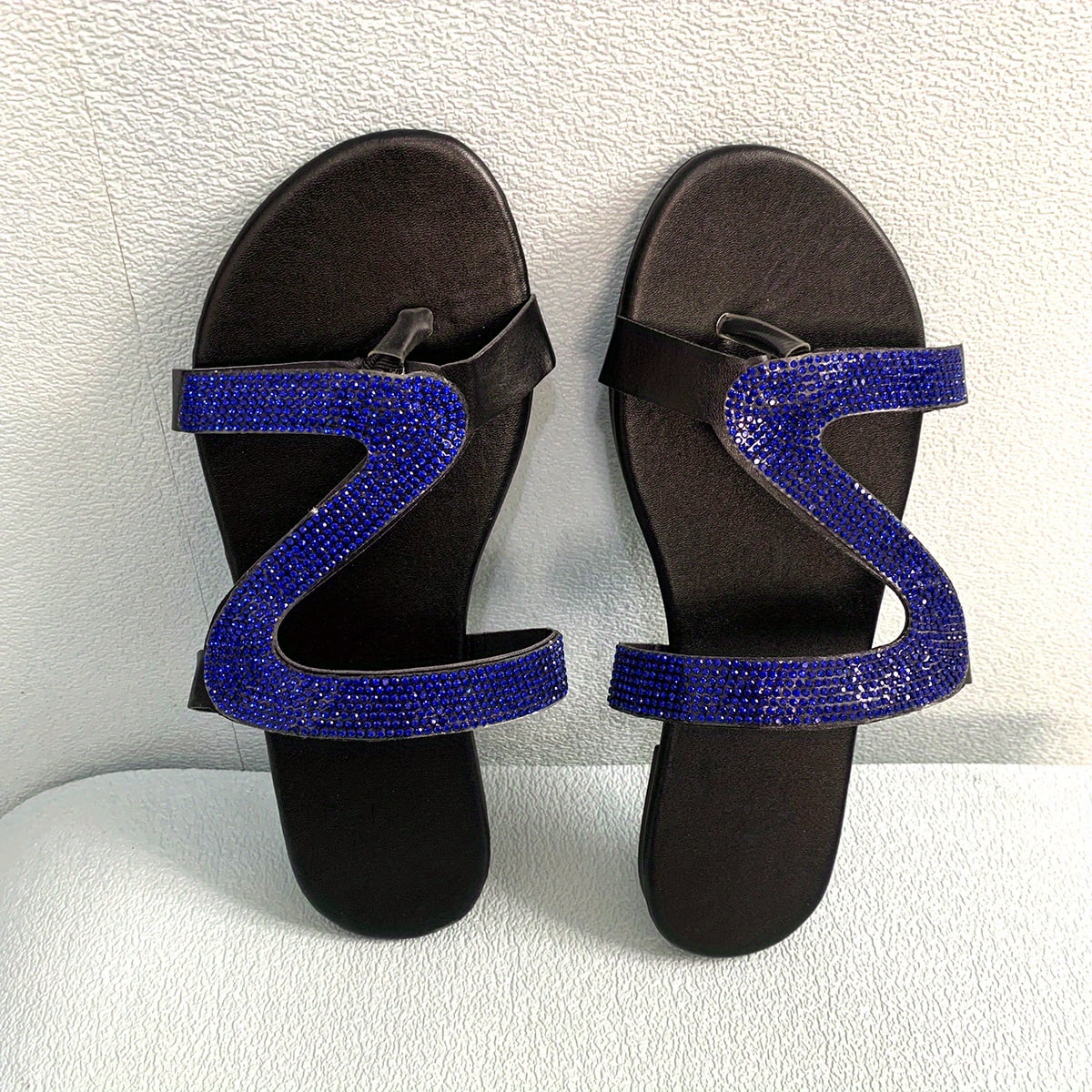 Glamorous Rhinestone-Embellished Slide Sandals - Comfortable Open Toe ...