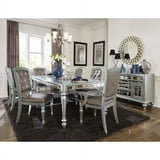 Glamorous Silver Finish Dining Set 7pc Dining Table 2x Armchairs 4x ...