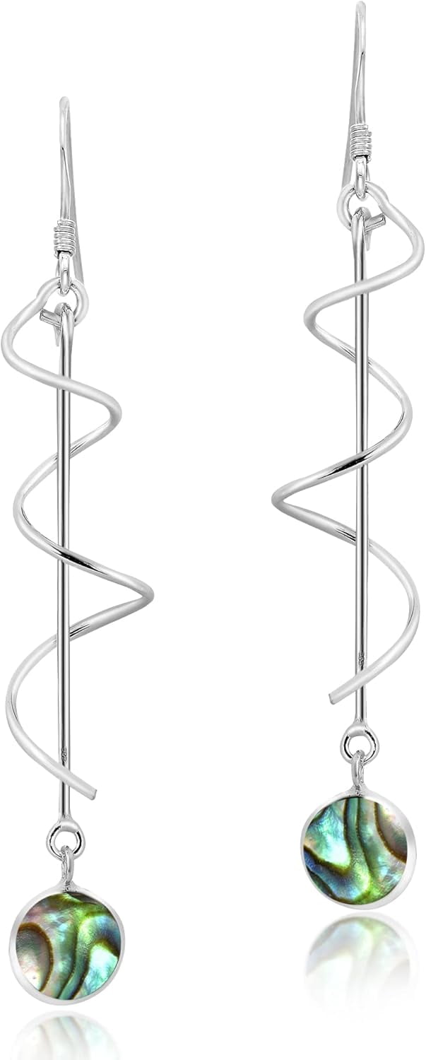 Glamorous Spiral with Abalone Shell .925 Sterling Silver Dangle ...