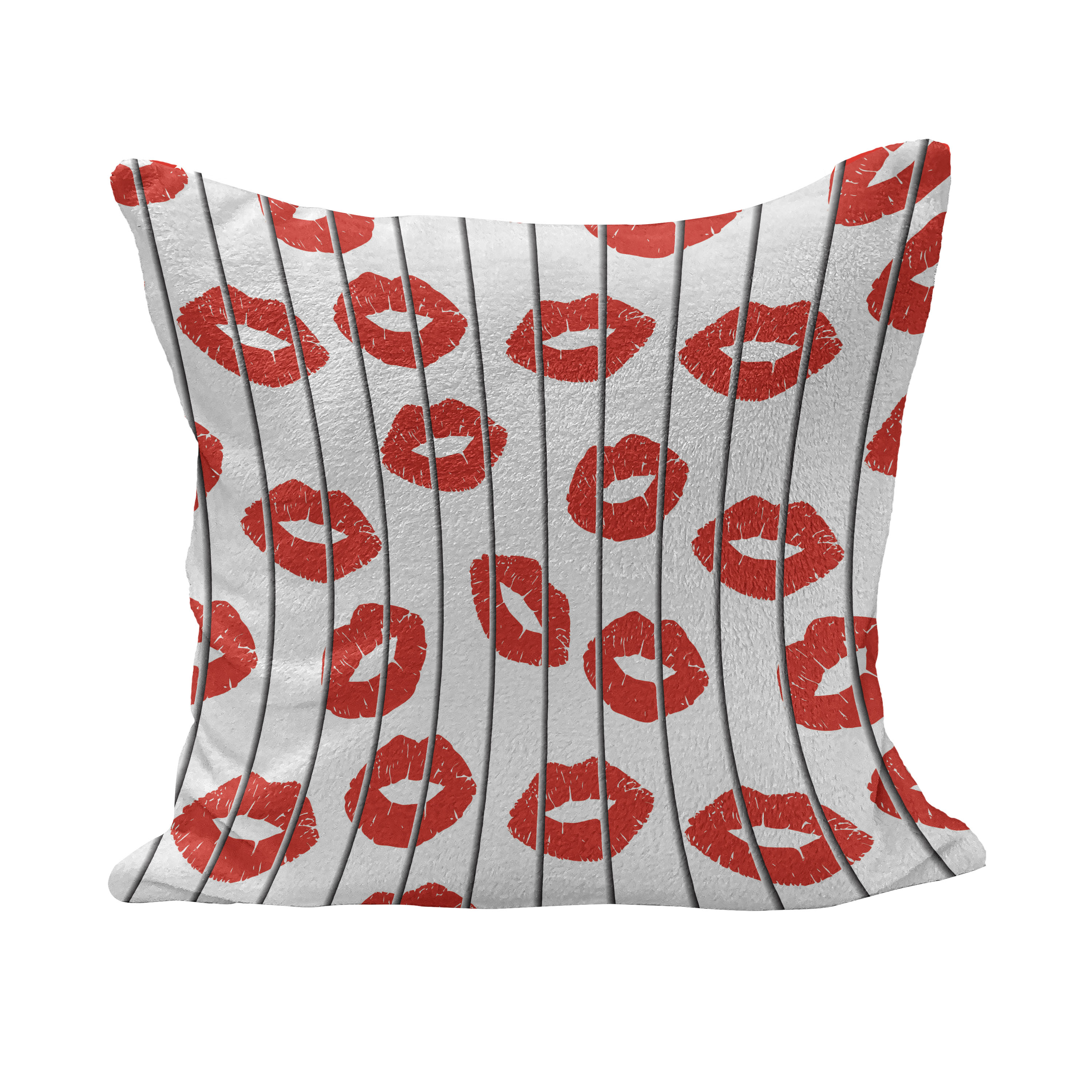 Glamour Fluffy Throw Pillow Cushion Cover, Woman Lips Behind The Bars ...