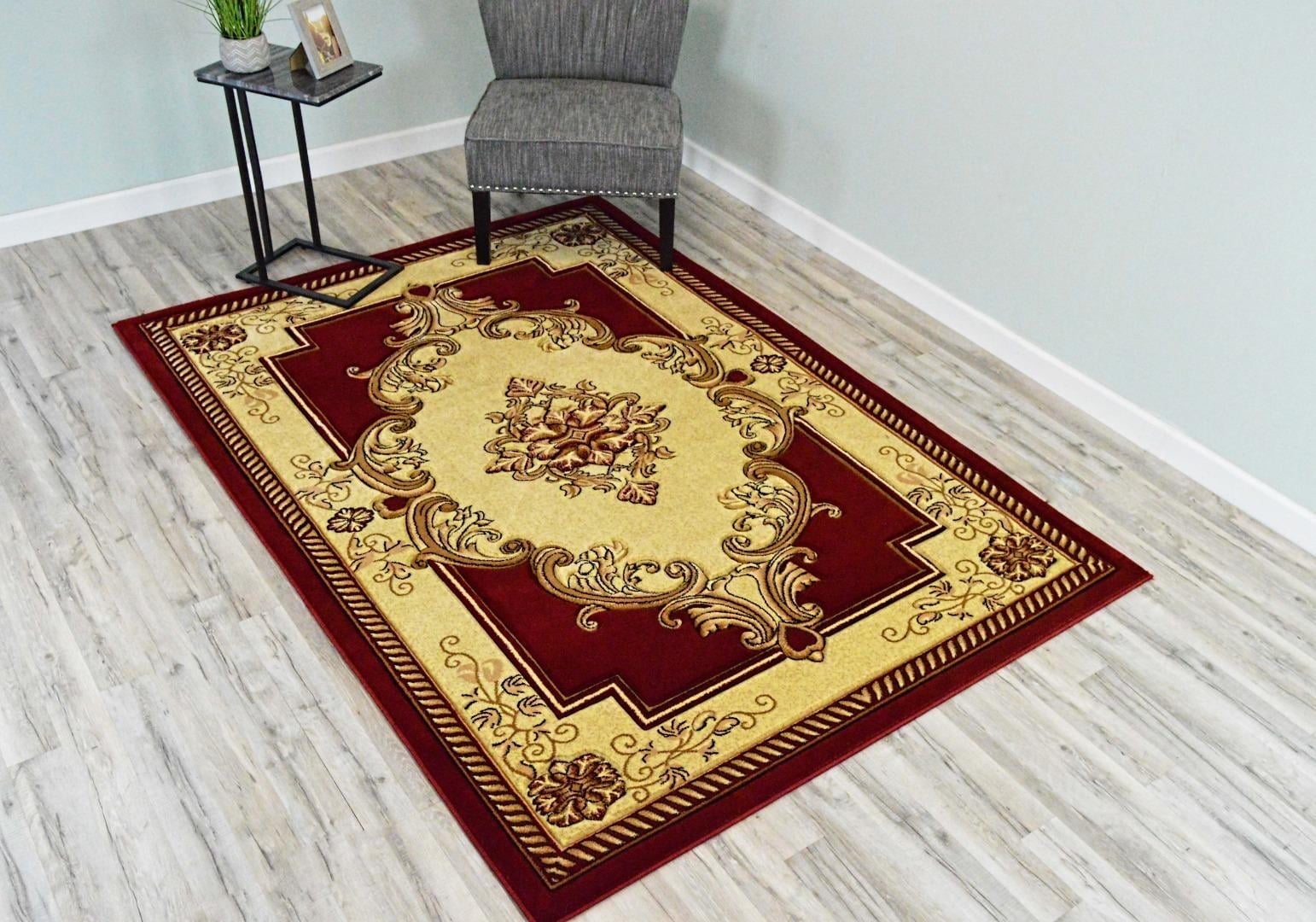 Glamour Thick Plush Oriental Area Rug Traditional Carpet Floral ...