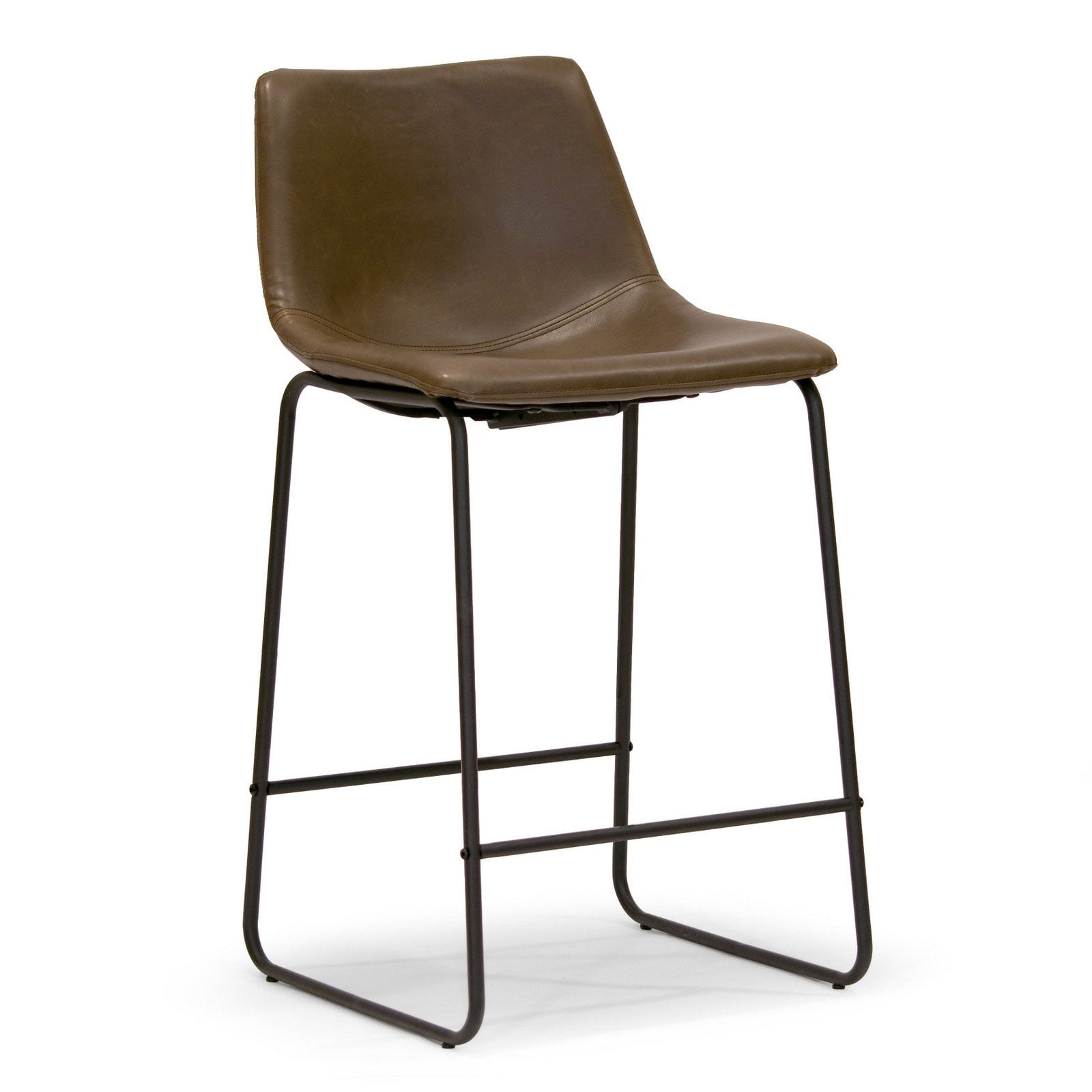 "Glamour Home Adan 23.5"" Bar Stool, Upholstered Faux Leather in Dark ...