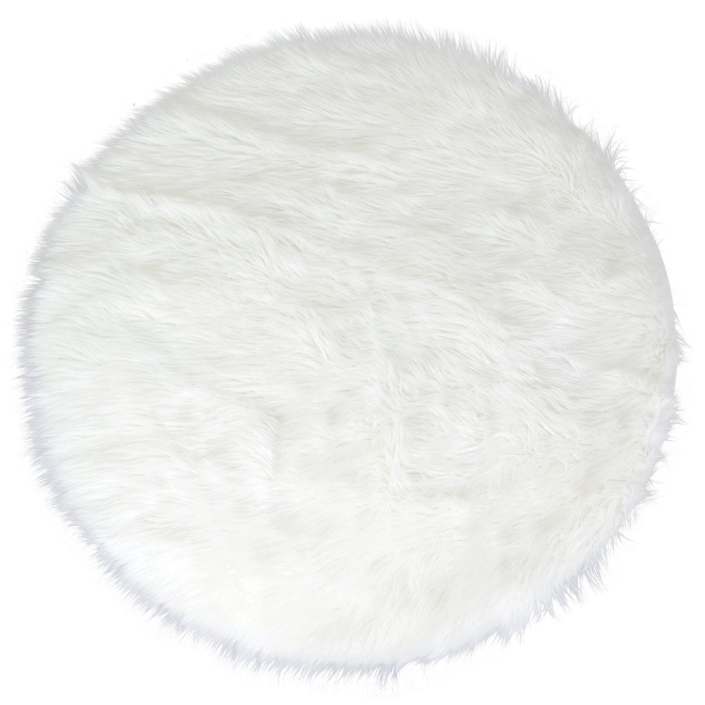 Glamour Home Alair 60x60" Round Modern Faux Fur Fabric Area Rug in ...
