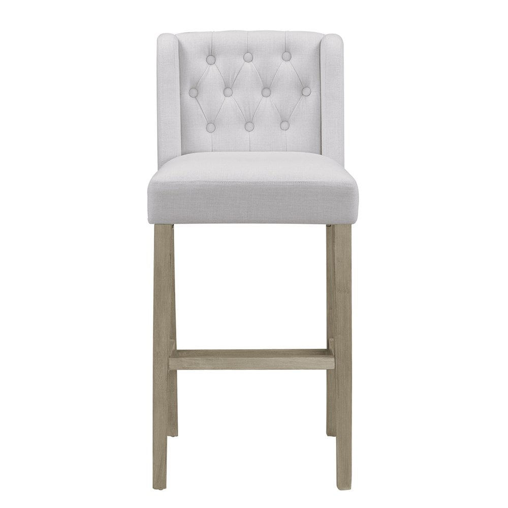Glamour Home Aled 29" Fabric Bar Stools with Side Wings in Beige (Set ...