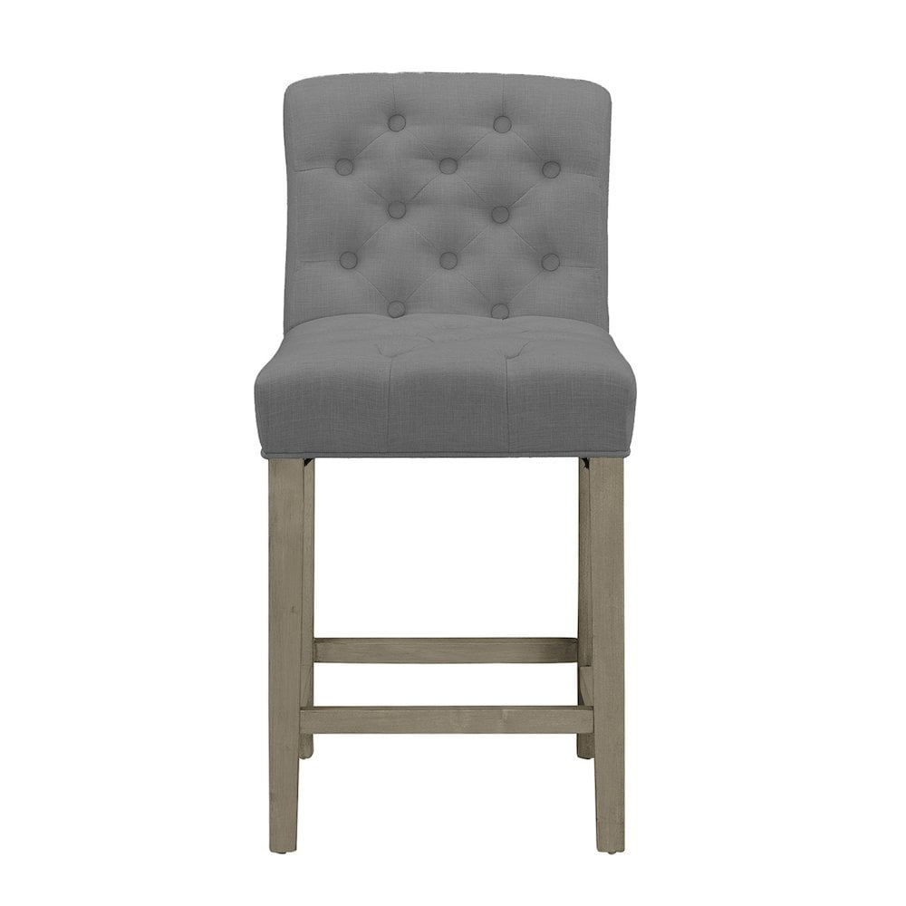 Glamour Home Aleen 24" Counter Stools with Roll Back Fabric in Gray ...