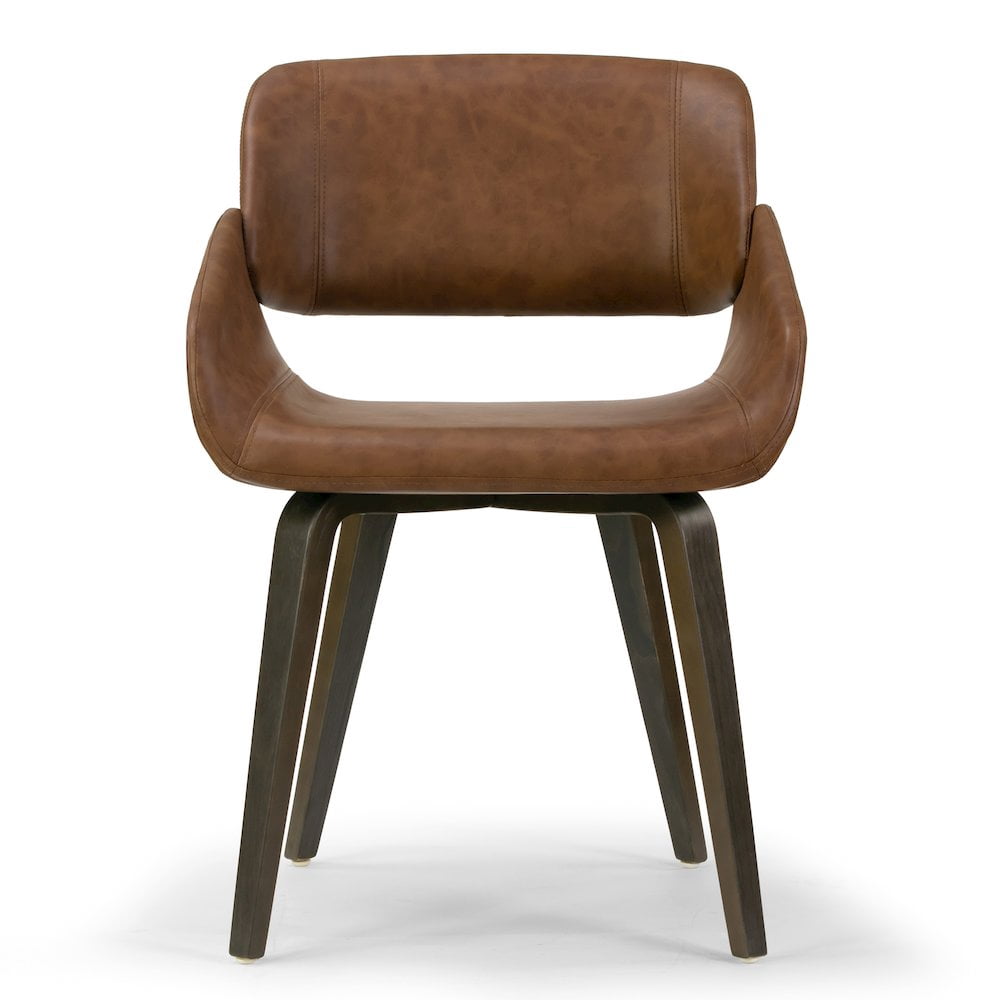 Glamour Home Amal 18.5" Faux Leather Dining Chairs, Brown/Grey Wood ...