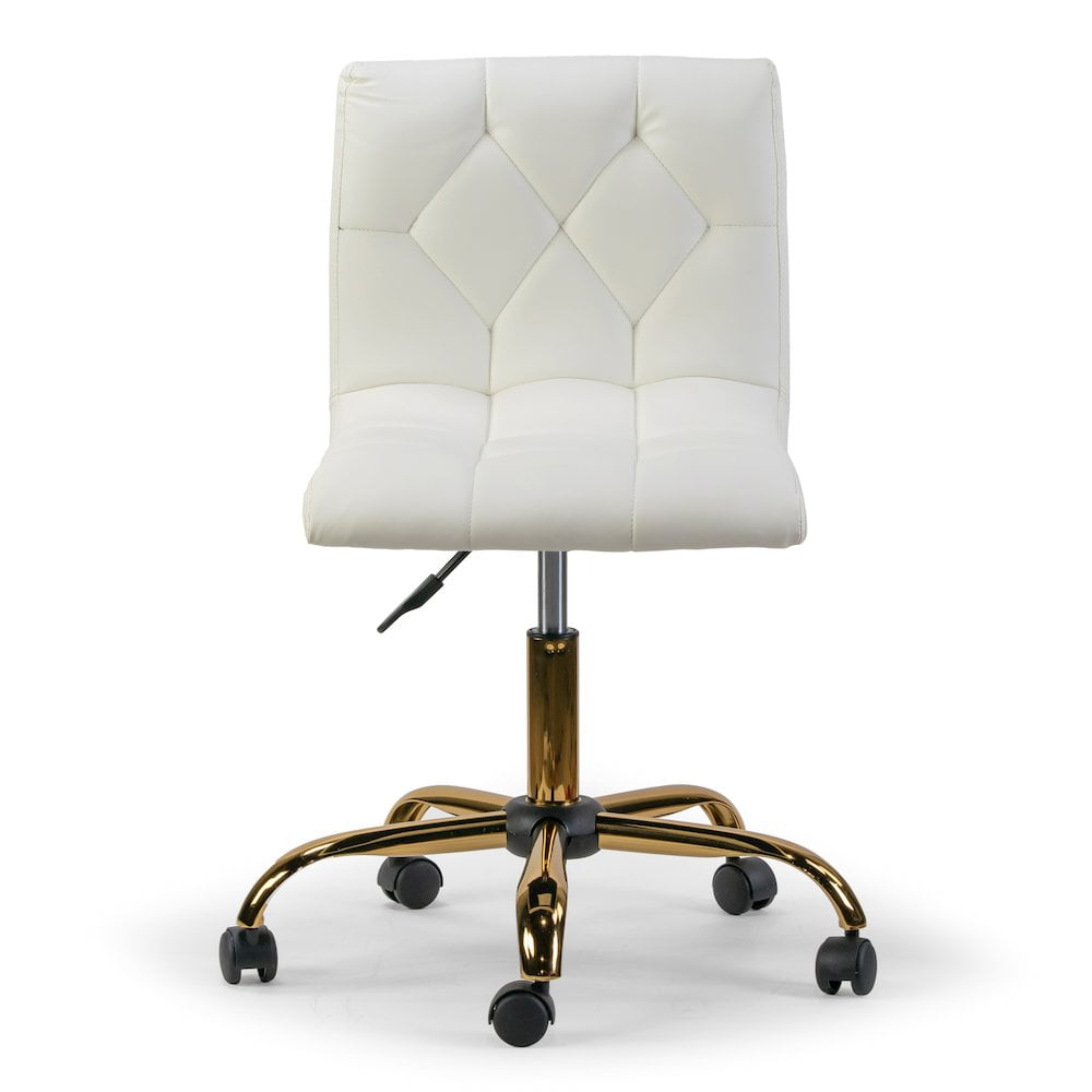 Glamour Home Aman Rolling Task Office Chair - Cream Faux Leather ...