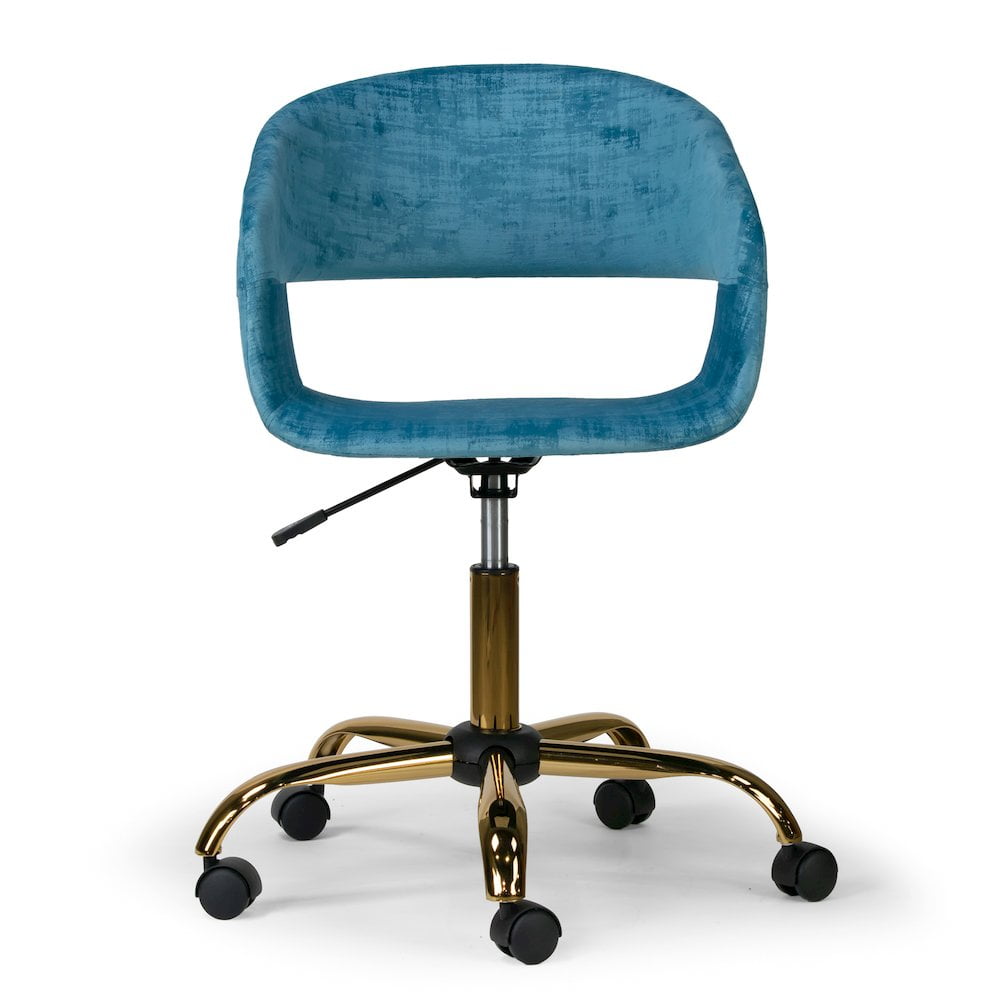 Glamour Home Amani Fabric Office Chair with Golden Metal Base in Blue ...