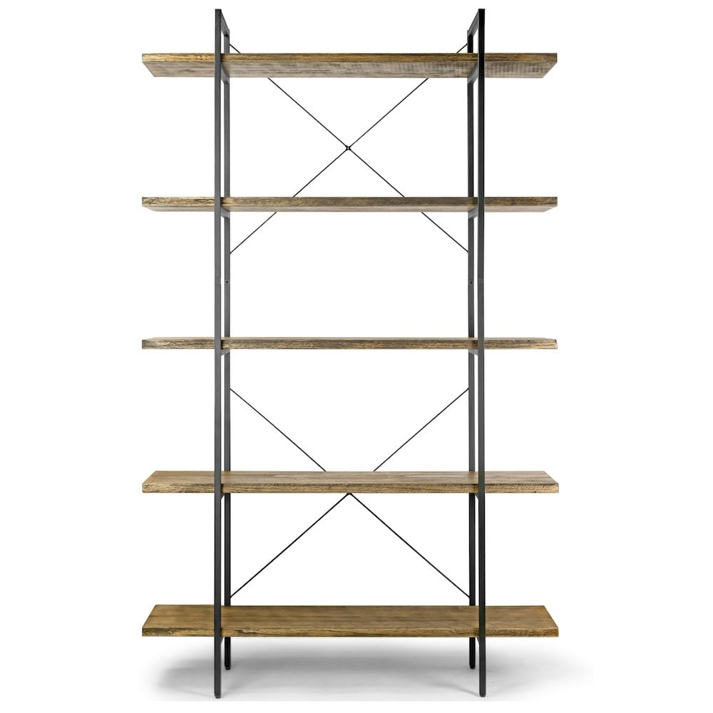 Amrit 84.5” Wood Shelf Metal Frame Etagere Bookcase Five-shelf Media ...