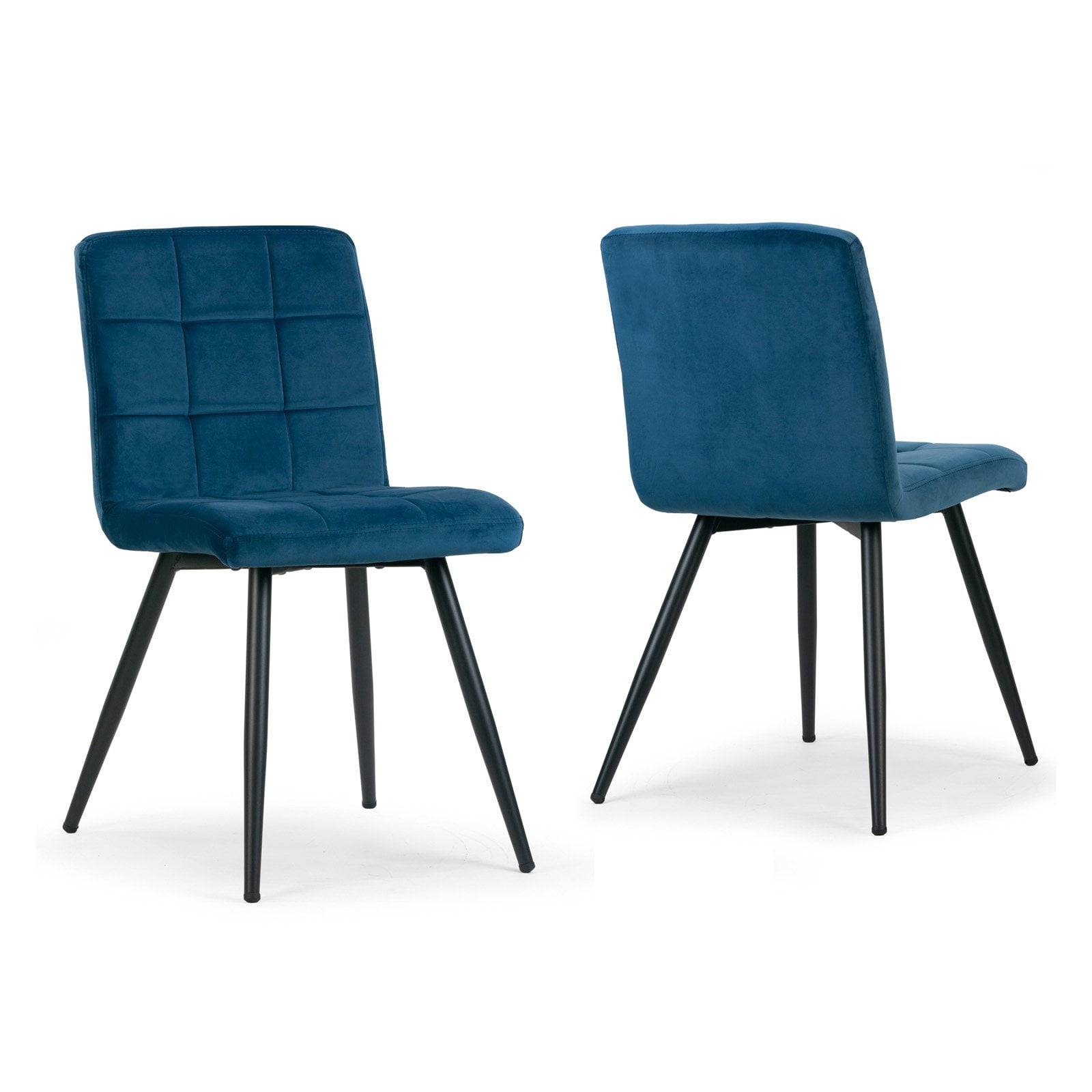 Glamour Home Anika 19.5" Modern Velvet Fabric Dining Chairs in Blue ...
