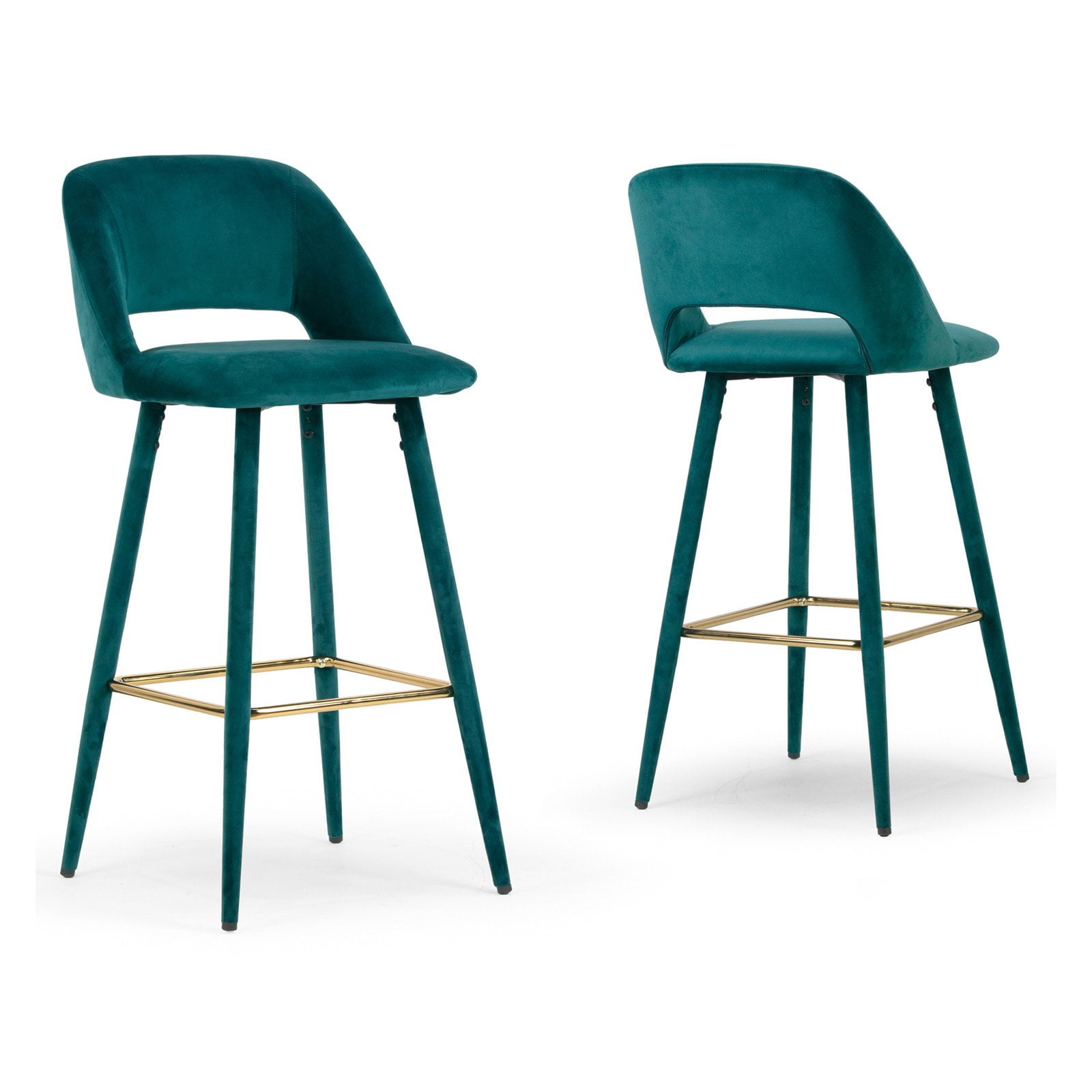 Glamour Home Anita 29.5" Modern Velvet Bar Stools in Blue (Set of 2 ...