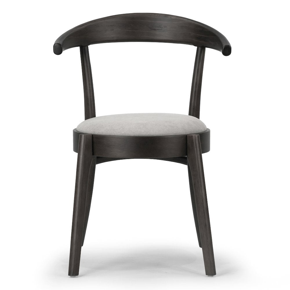 Set of 2 Audra Retro Modern Black Wood Round Chair with Curved Back ...
