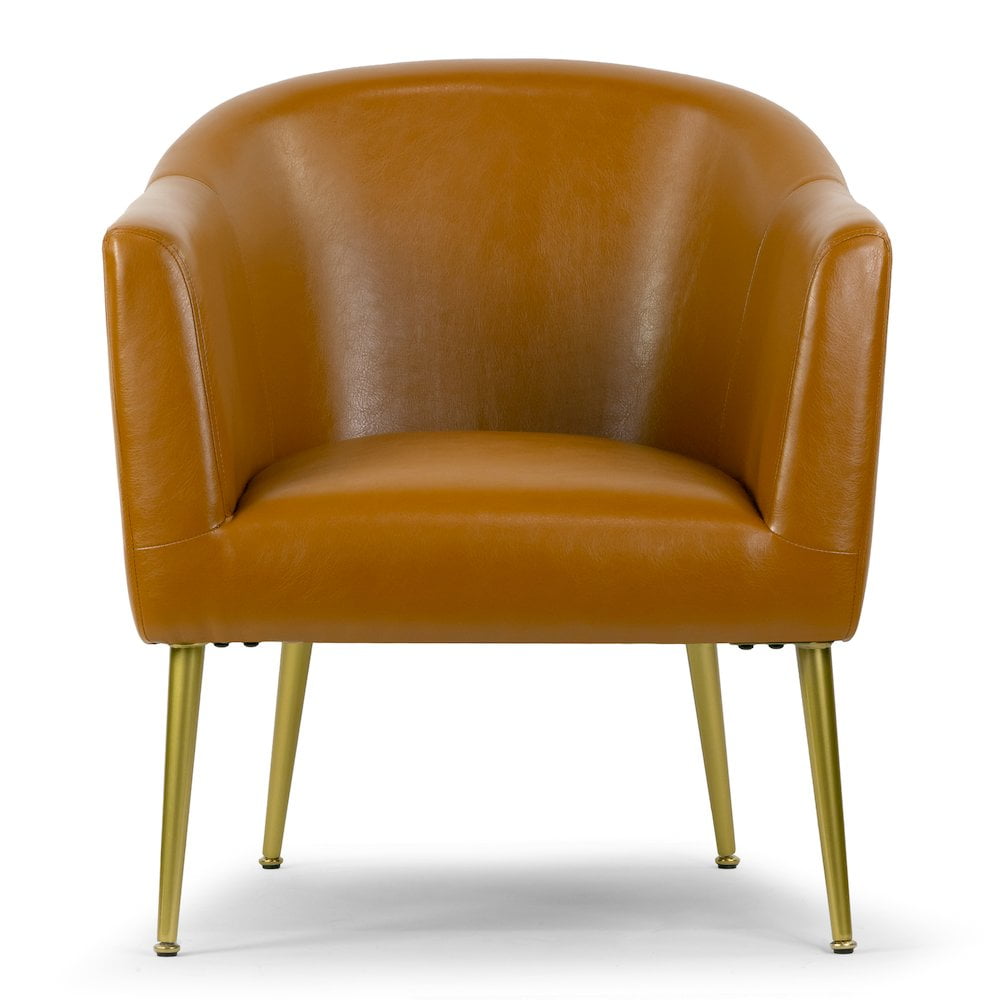 Glamour Home Avi Modern Faux Leather Accent Chair in Cappuccino/Gold ...