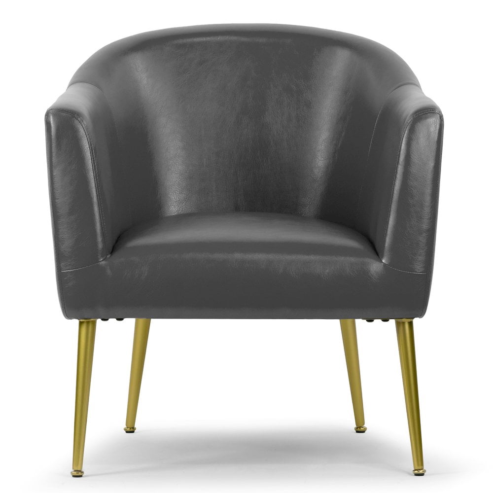 Glamour Home Avi Modern Faux Leather Accent Chair in Gray/Gold ...
