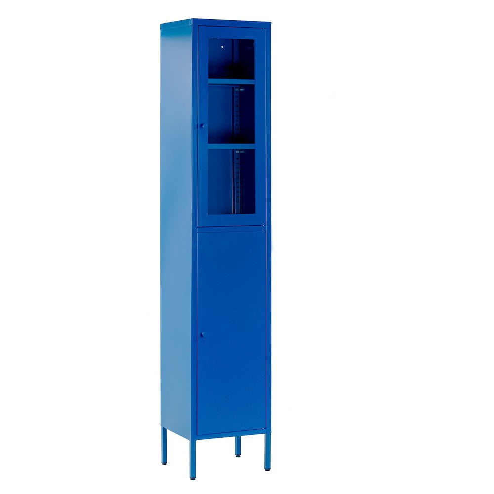 Glamour Home Aviva 71-Inch Blue Metal Cabinet, Adjustable Shelves, Two ...