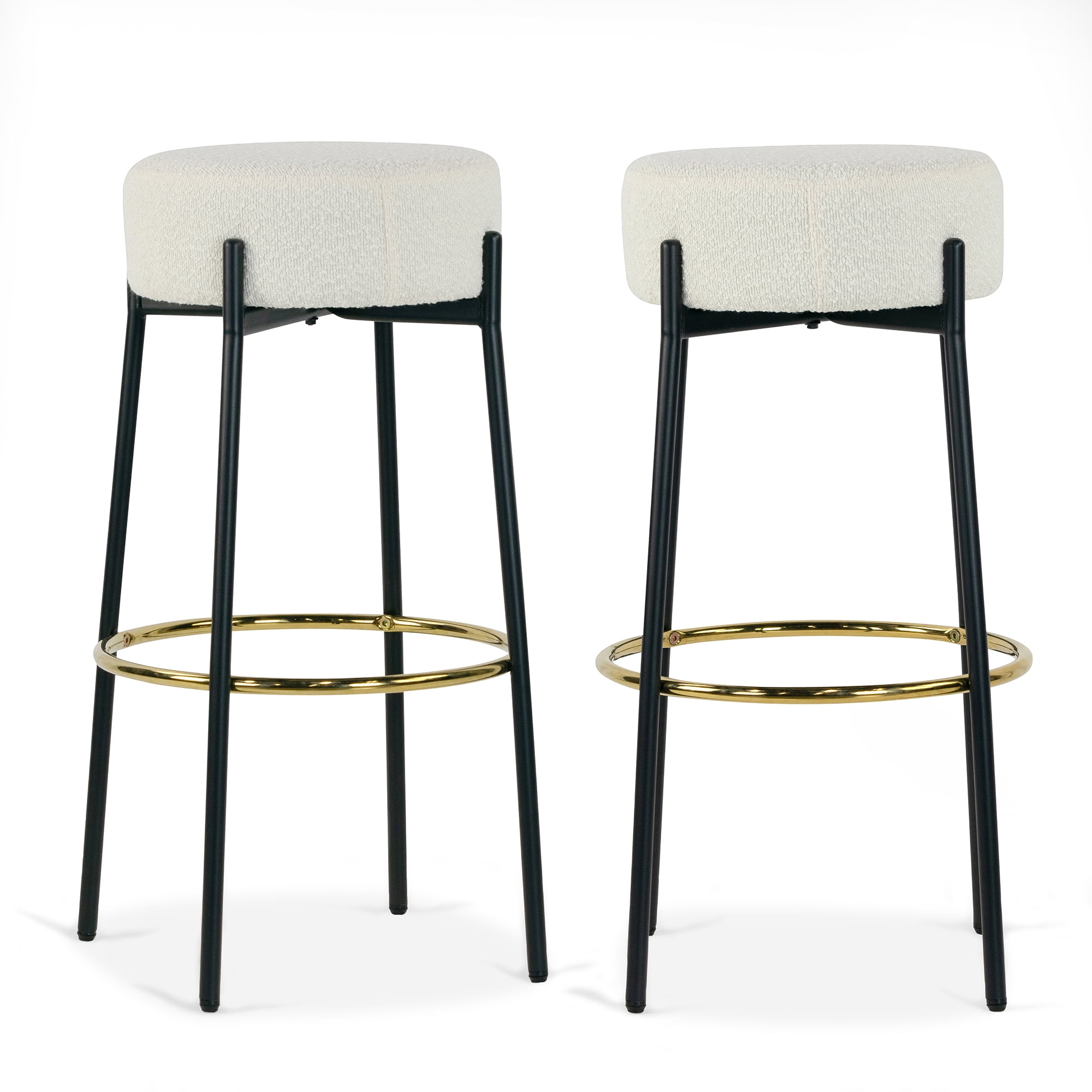 Glamour Home Avon 30.25" Fabric & Iron Bar Stool in Beige/Black (Set of ...