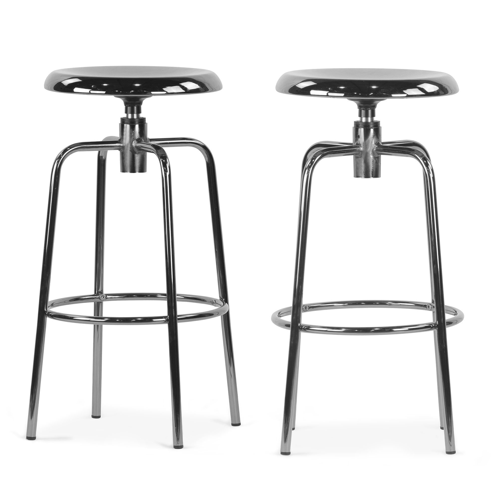 Glamour Home Ayala 27" Metal Chrome Counter Stool in Silver (Set of 2 ...