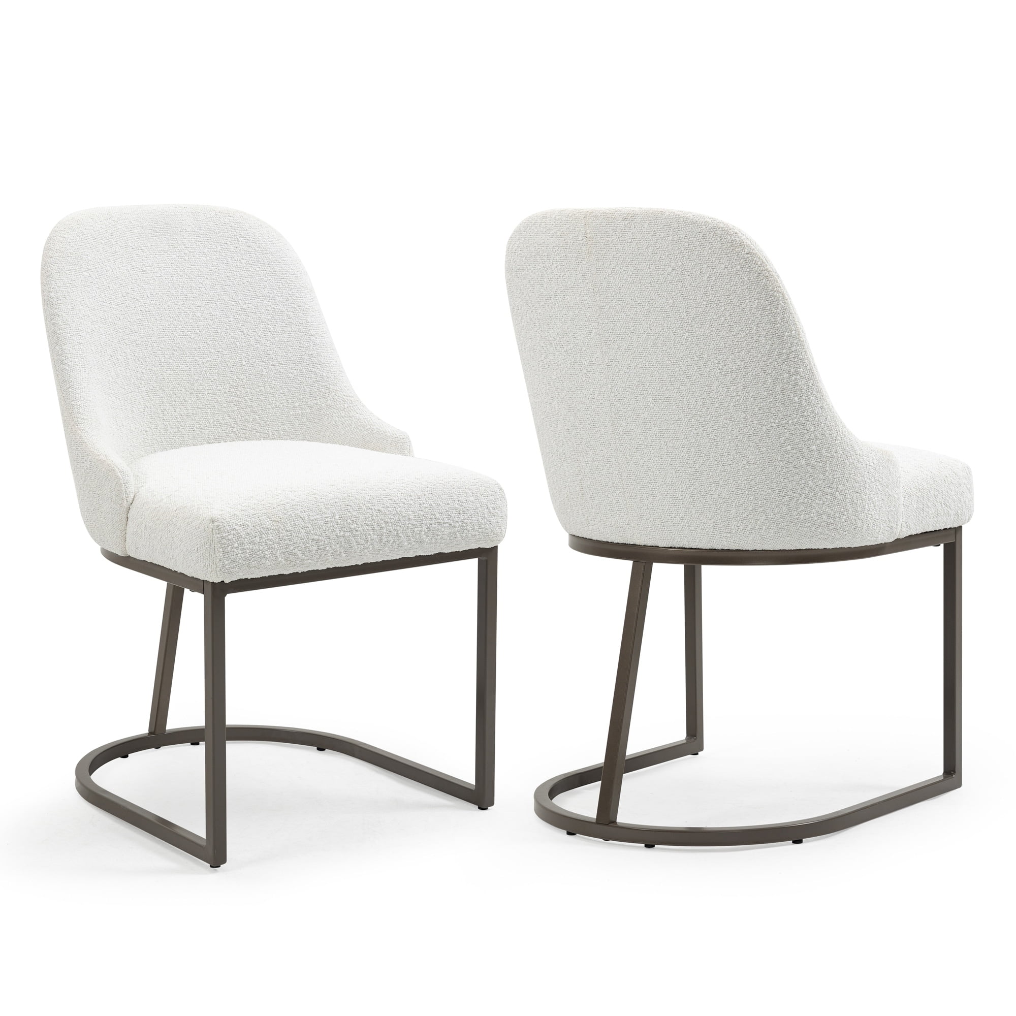 Glamour Home Ayane 18.5" Fabric & Iron Dining Chair in White/Black (Set of 2) - Walmart.com