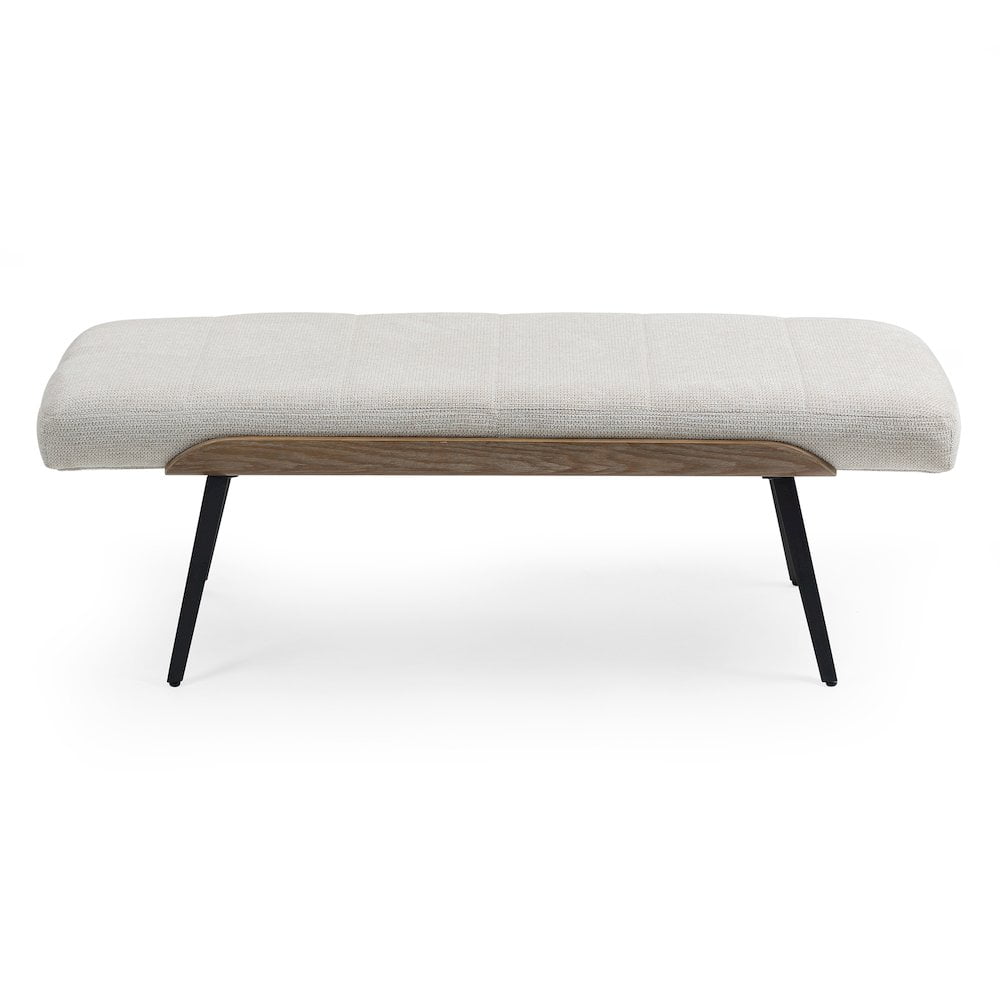 Glamour Home Beige Washed Woven Fabric Bench White Washed Wood Accents ...
