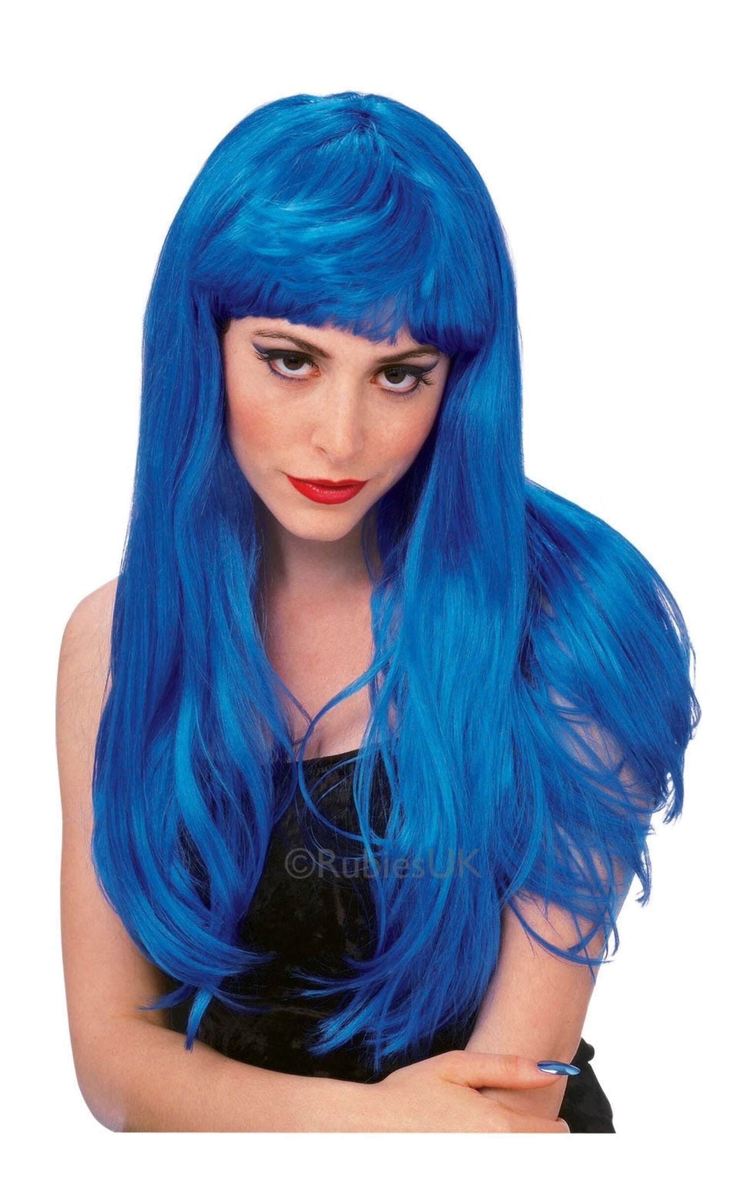 Glamour Wig Blue Generic One Size Female Adult Blur Fancy Dress Party ...