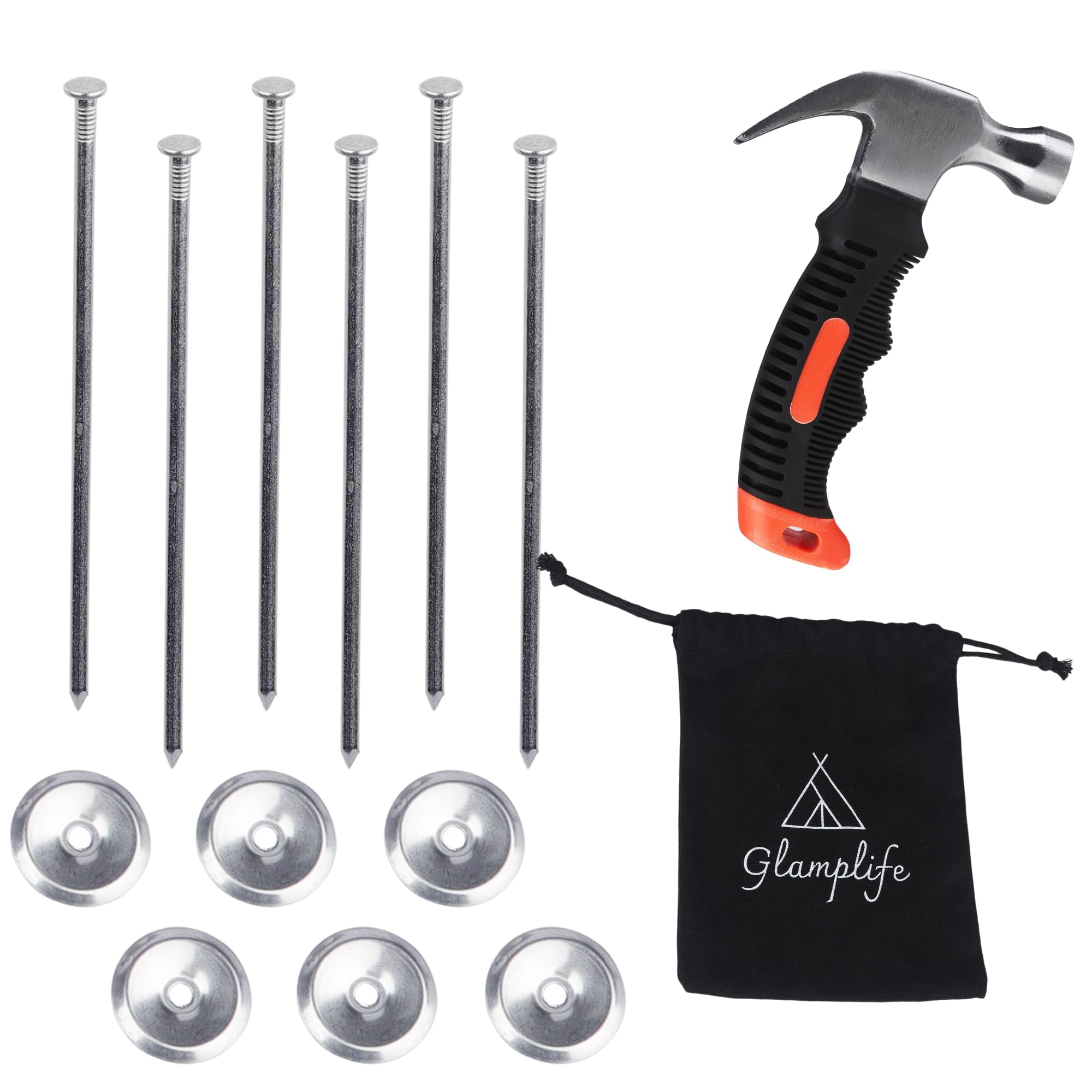 Glamplife Outdoor Camping Stakes - Patio Rug Stakes - RV Mat Set for ...