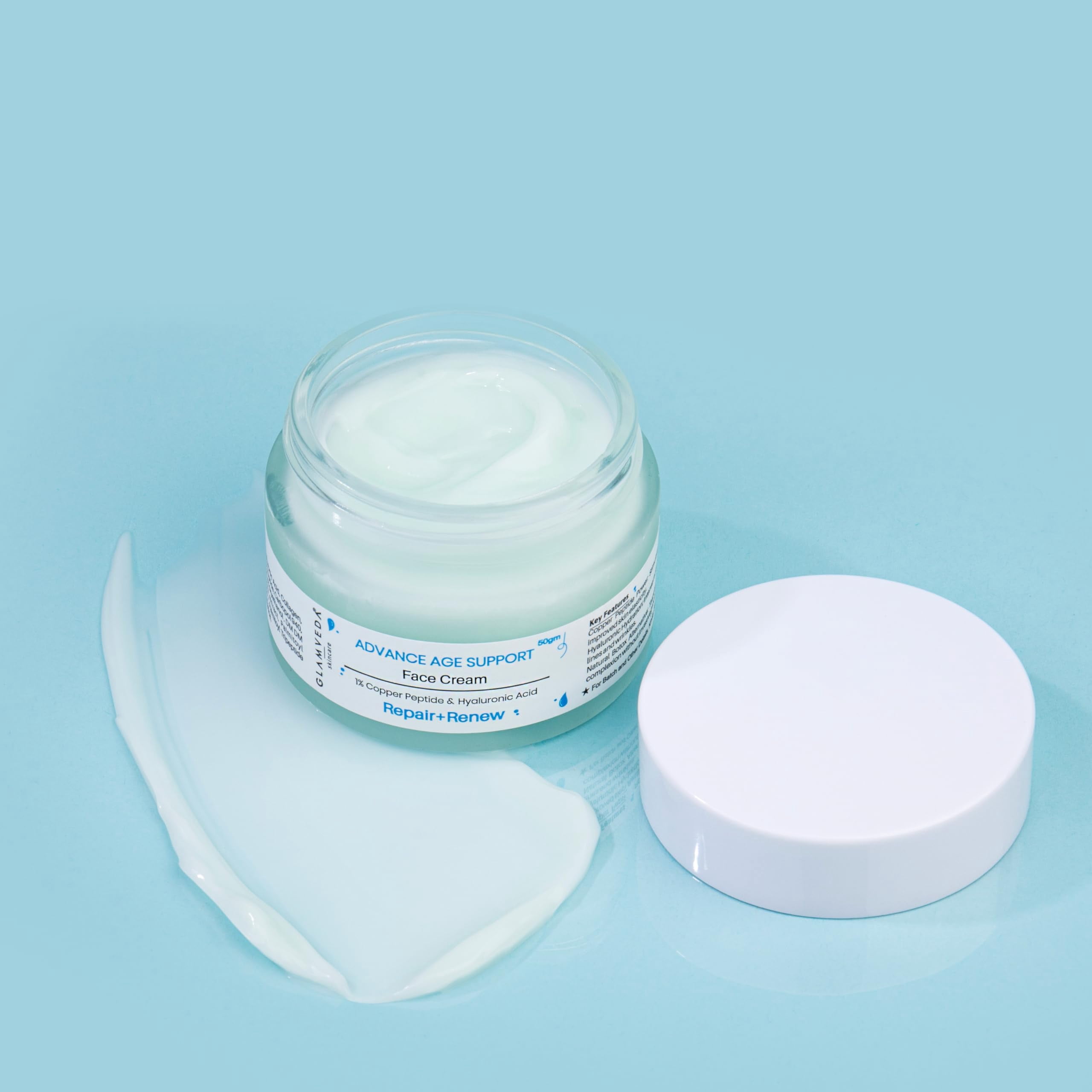 Glamveda 1% Copper Peptide & Hyaluronic Acid Face Cream | Reduces Fine ...