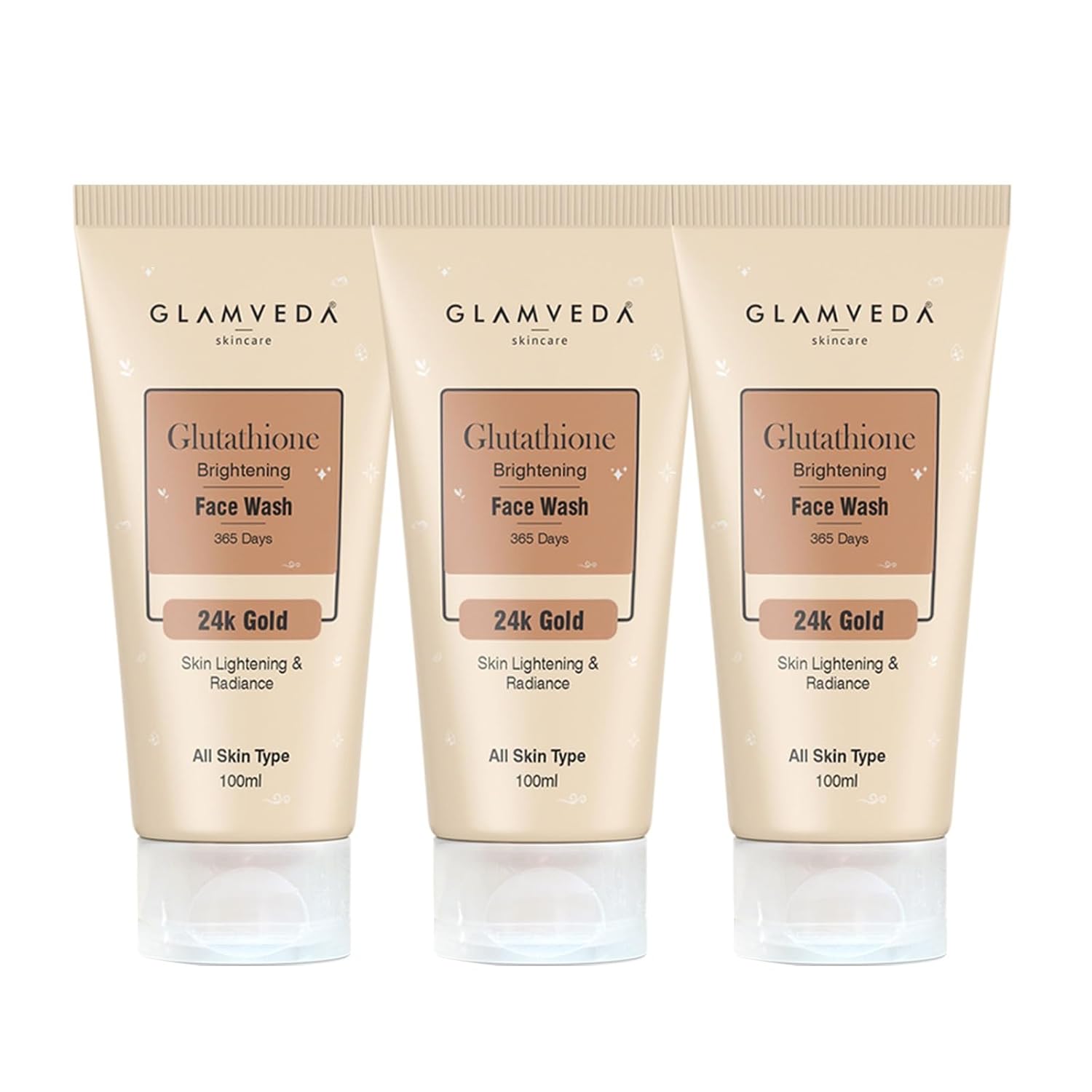 Glamveda Glutathione 24k Gold Face Wash Lightens skin tone Pack Of 3 ...