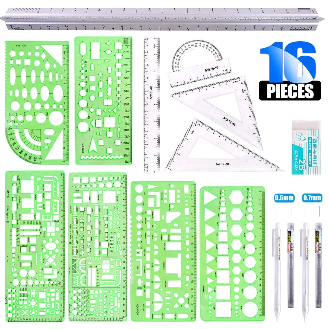 Glarks 16 Pieces Measuring Templates Building Formwork Stencils ...