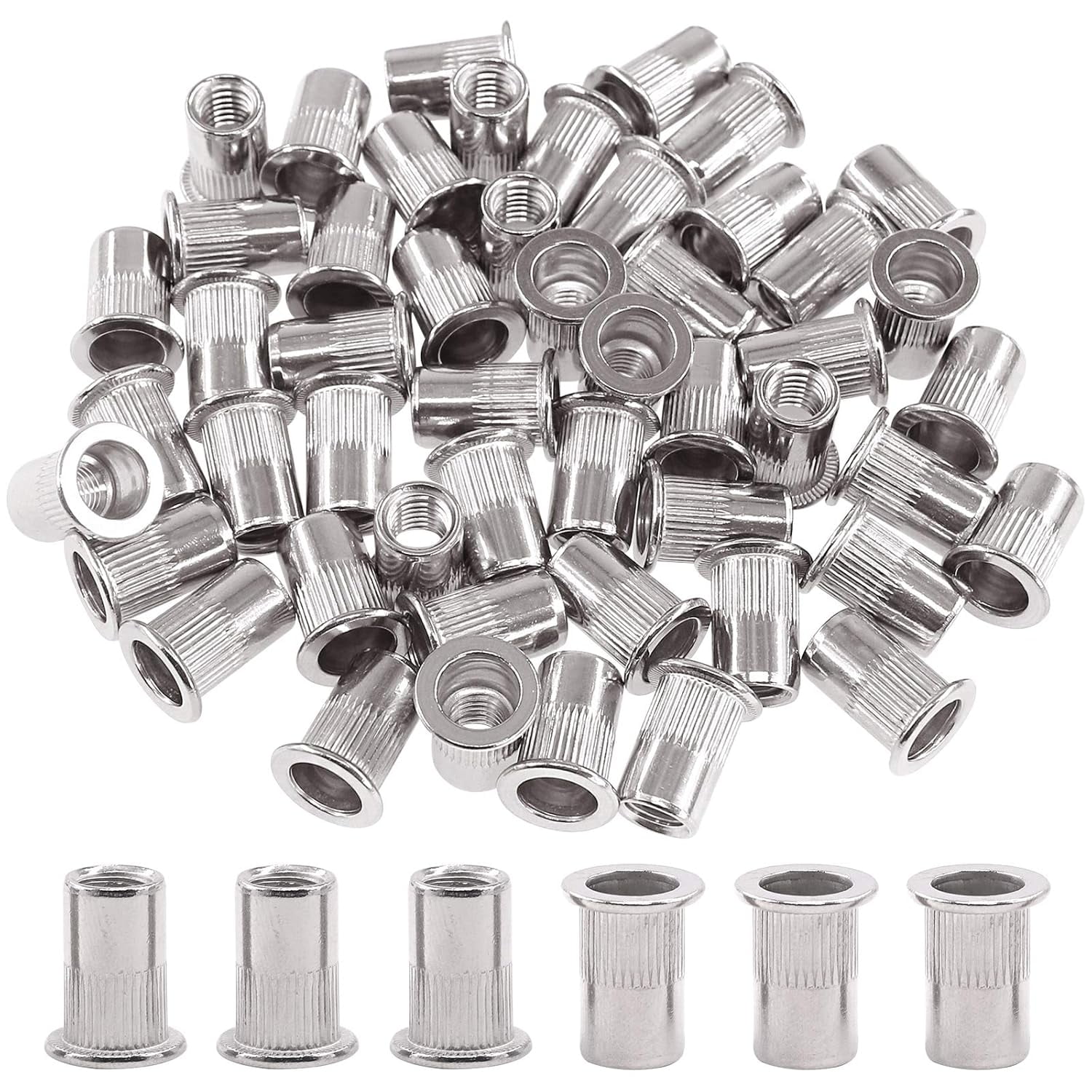 Glarks 30Pcs 51618 UNC 304 Stainless Steel Rivet Nuts Flat Head ...