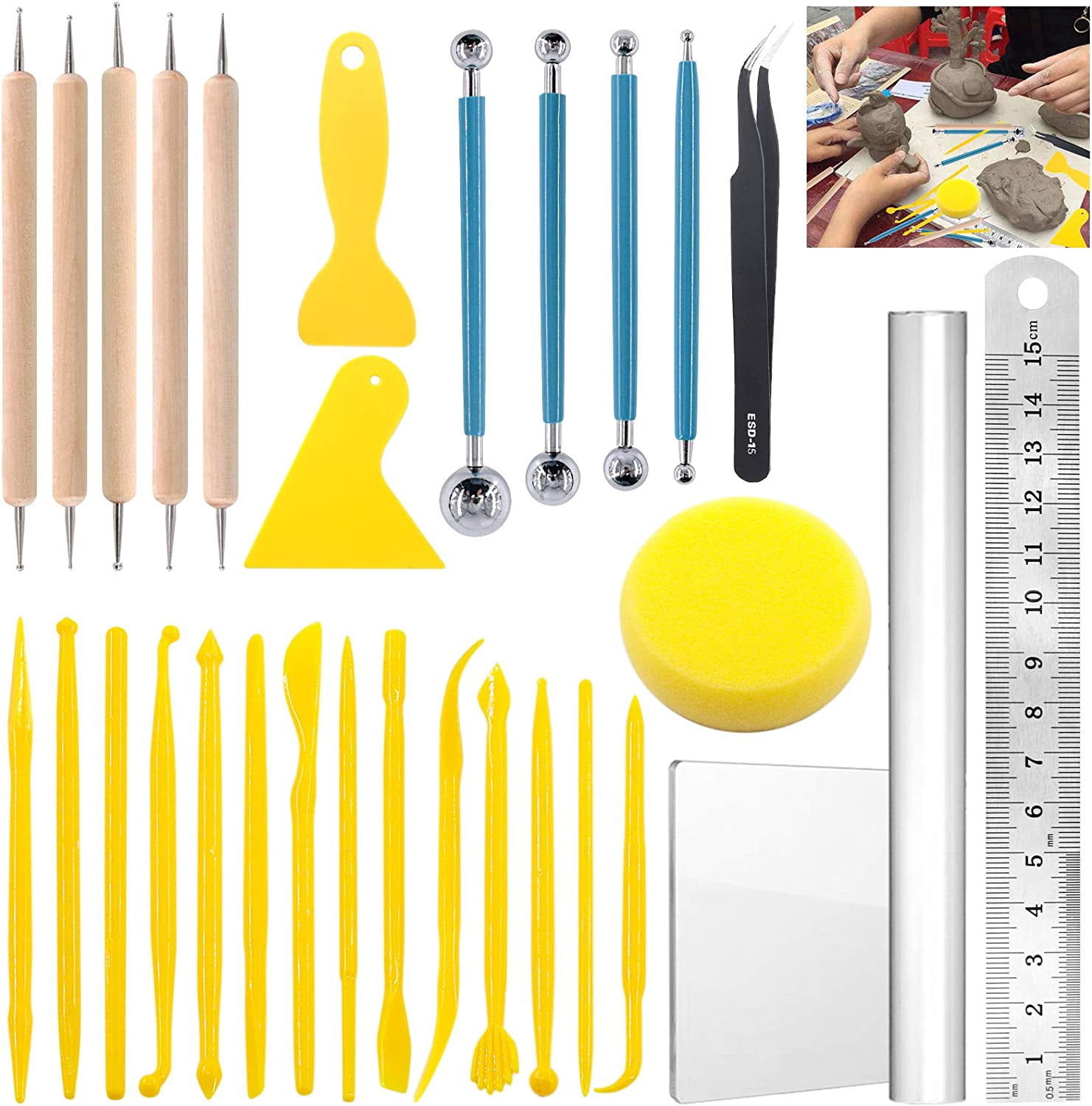 Glarks 30Pcs Carving Modeling Clay Sculpting Tools Set Including ...