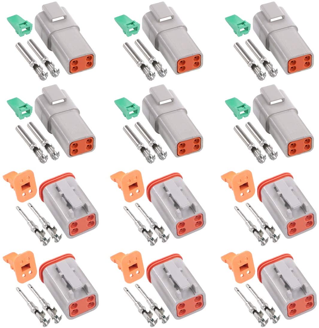 Glarks 54Pcs 4 Pin Way Sealed Gray Male and Female Auto Waterproof ...