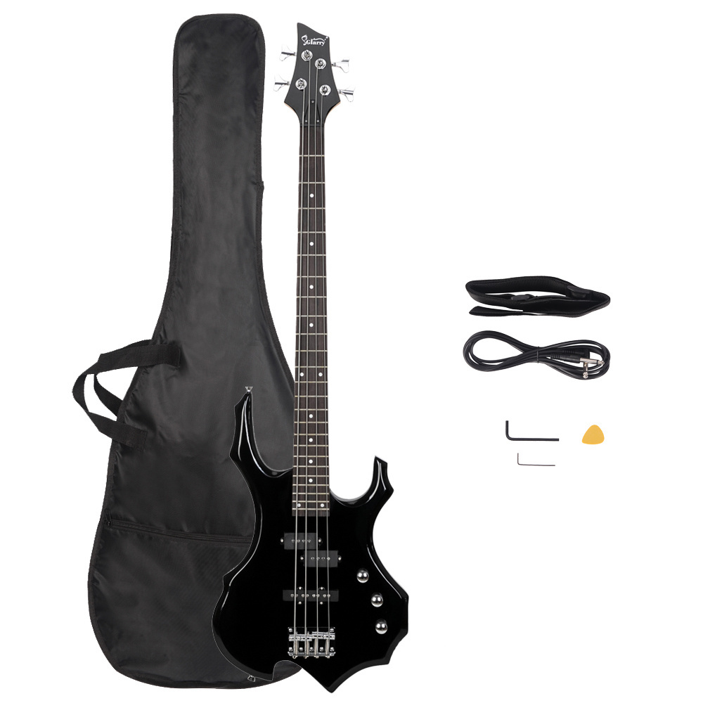 Glarry 4 String Cord Burning Fire Electric Bass Guitar with Bass Bag ...