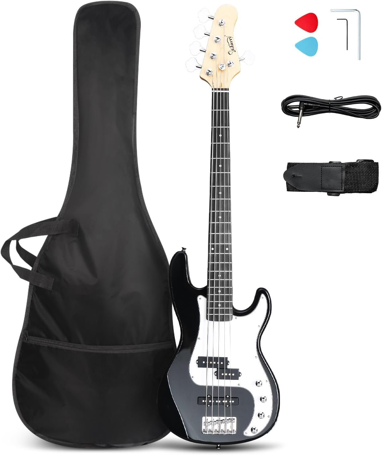 Glarry 5 String Electric Bass Guitar, Full Size Right Handed Rosewood ...