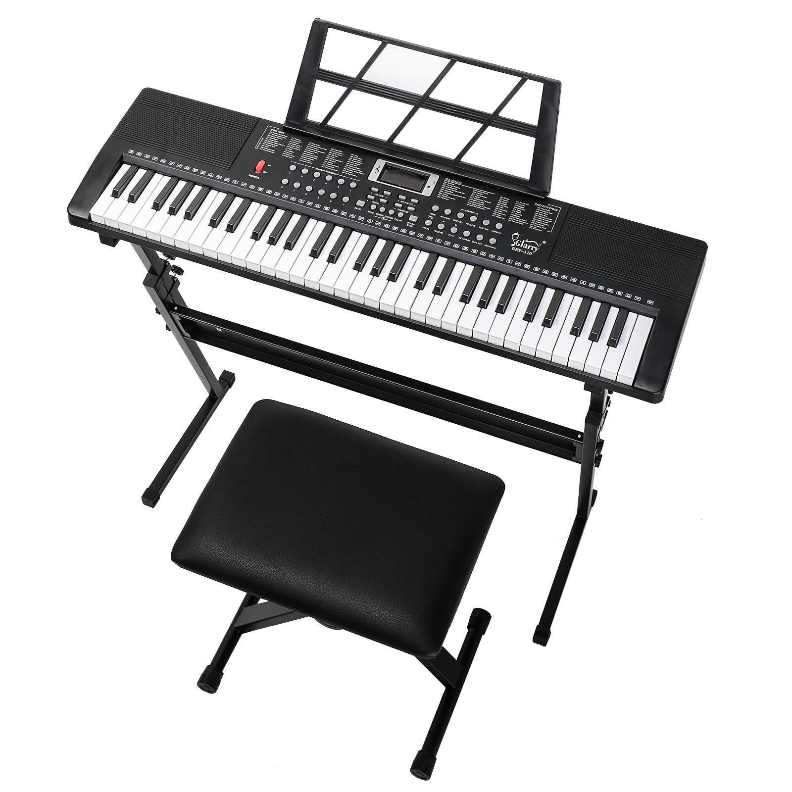 Glarry Electric 61 Keys Keyboard with Stand, Bench, Built-In Speakers ...