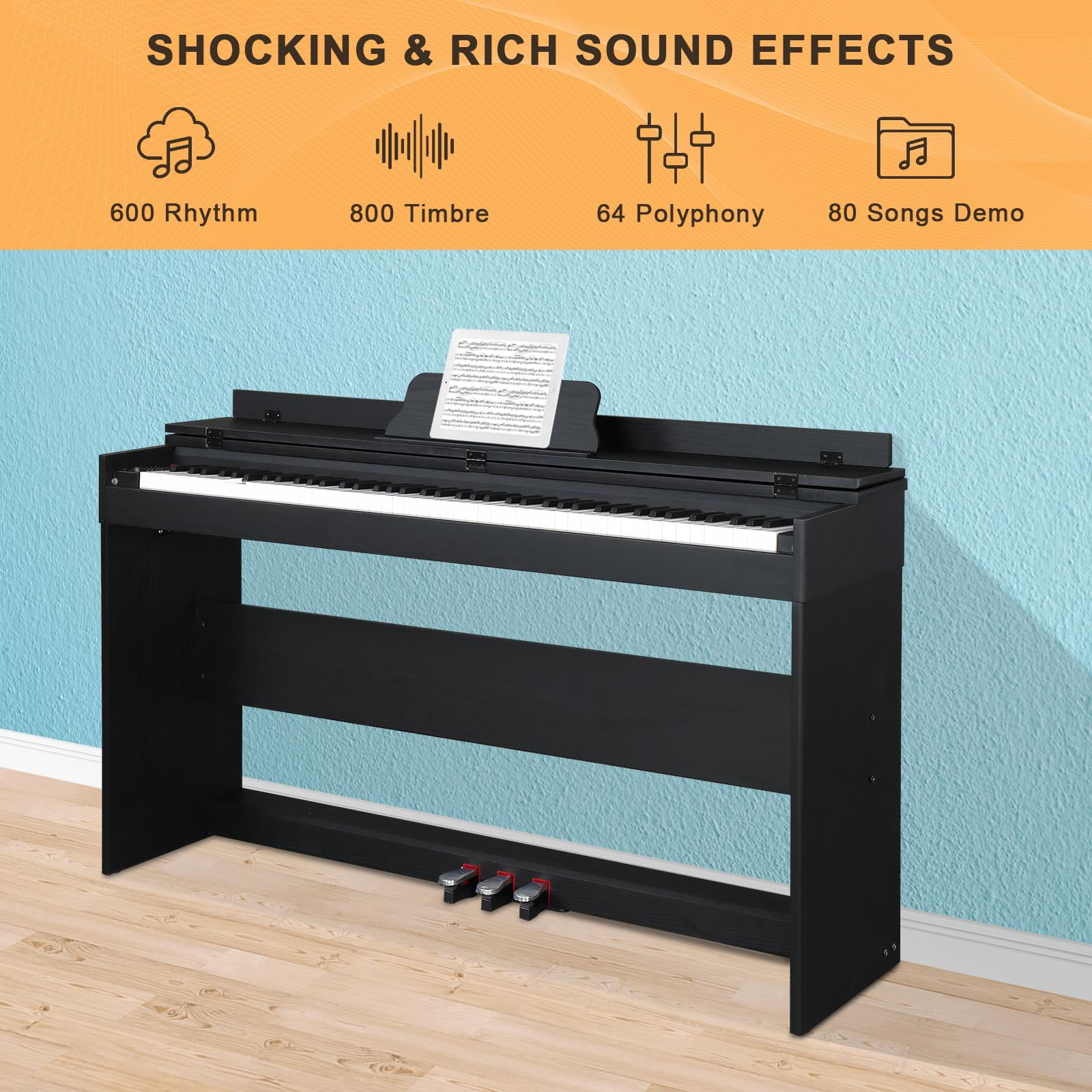 Glarry 88-Keys Digital Piano Full Weighted Action Keyboards for Adult ...